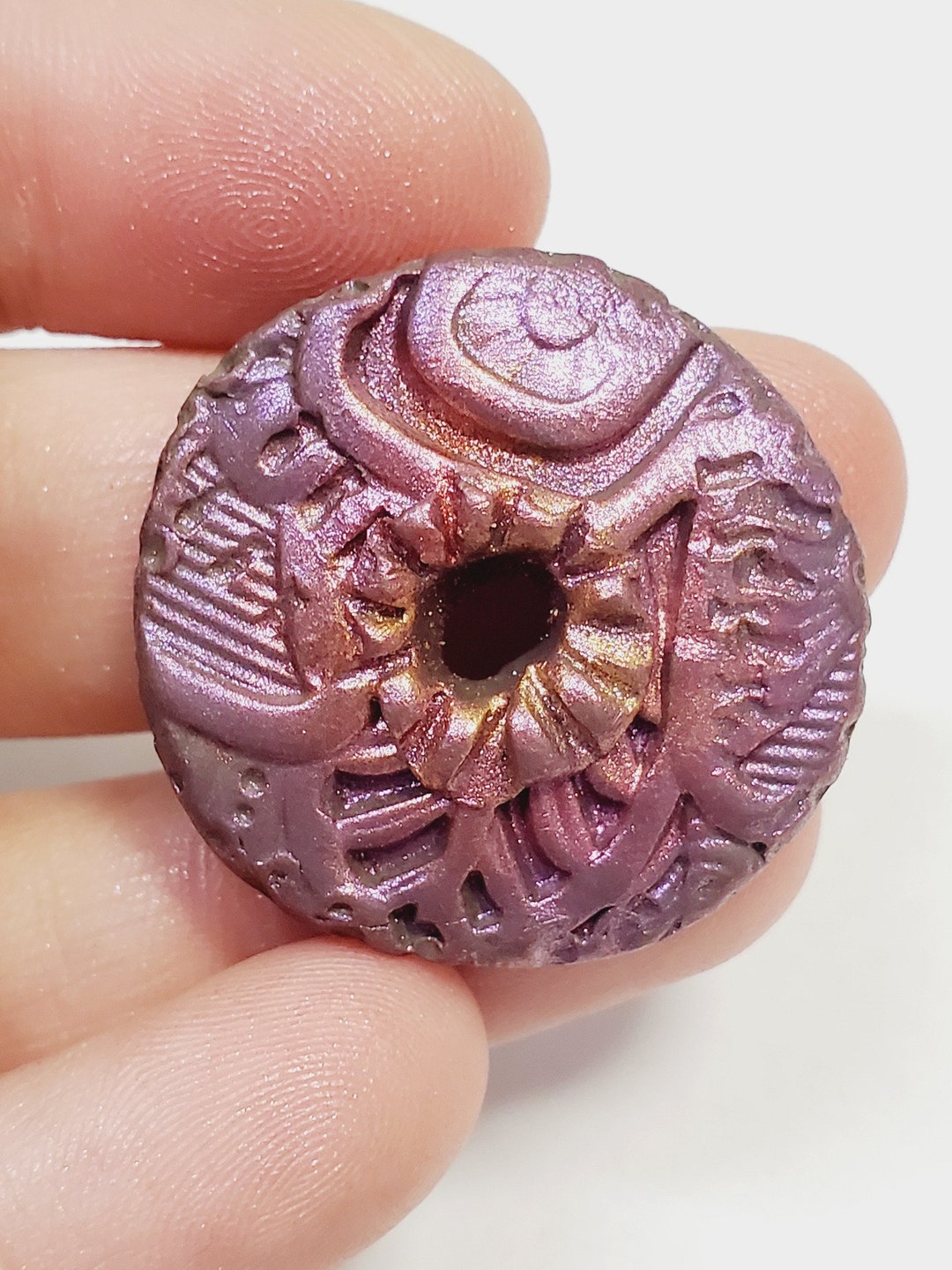 Artisan Hand Created and Textured Polymer Clay Pendant, Clay Artisan ...