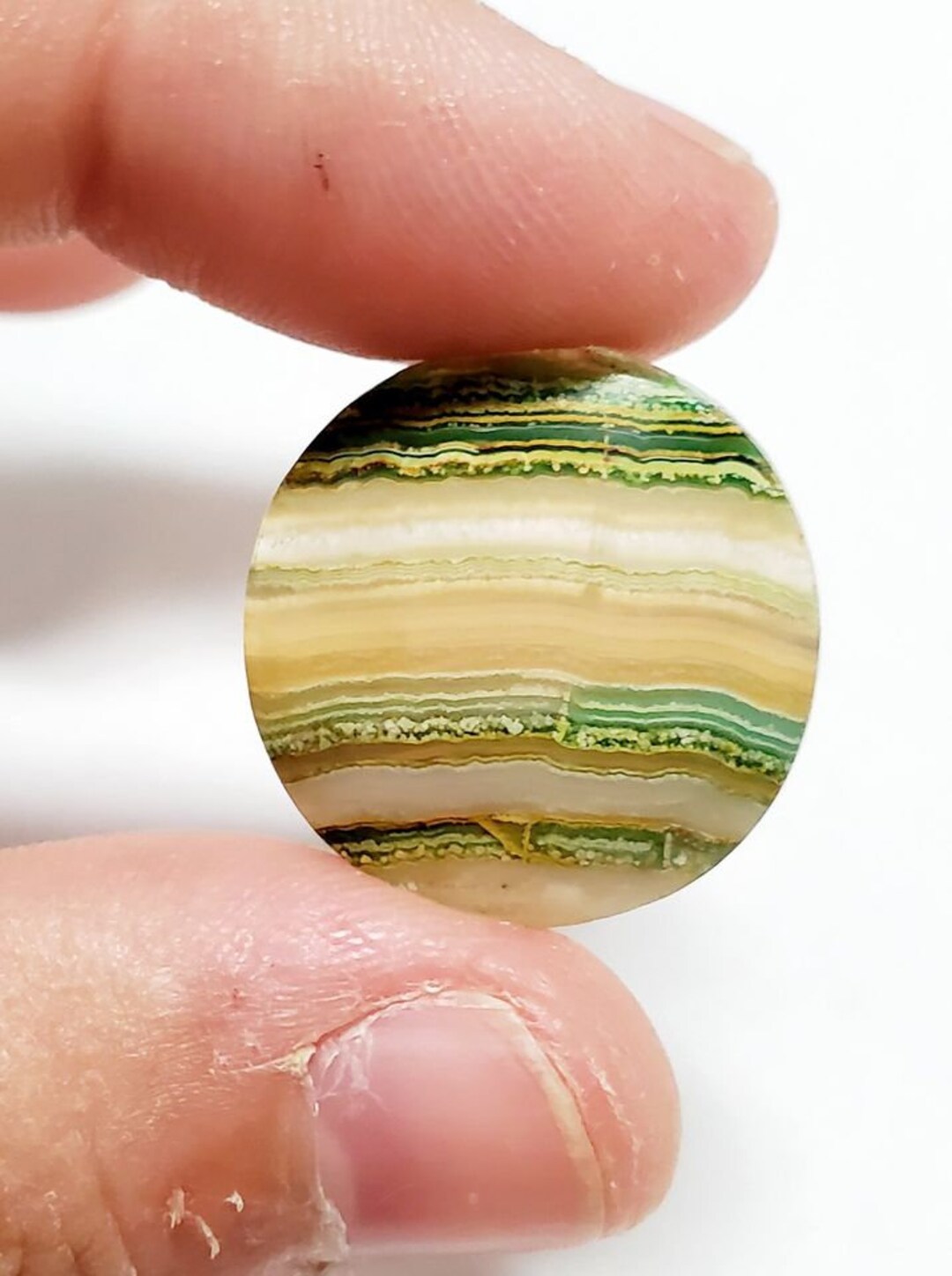 Stacked Green Agate and Tan Gemstone Cabochon, 1pc - Etsy