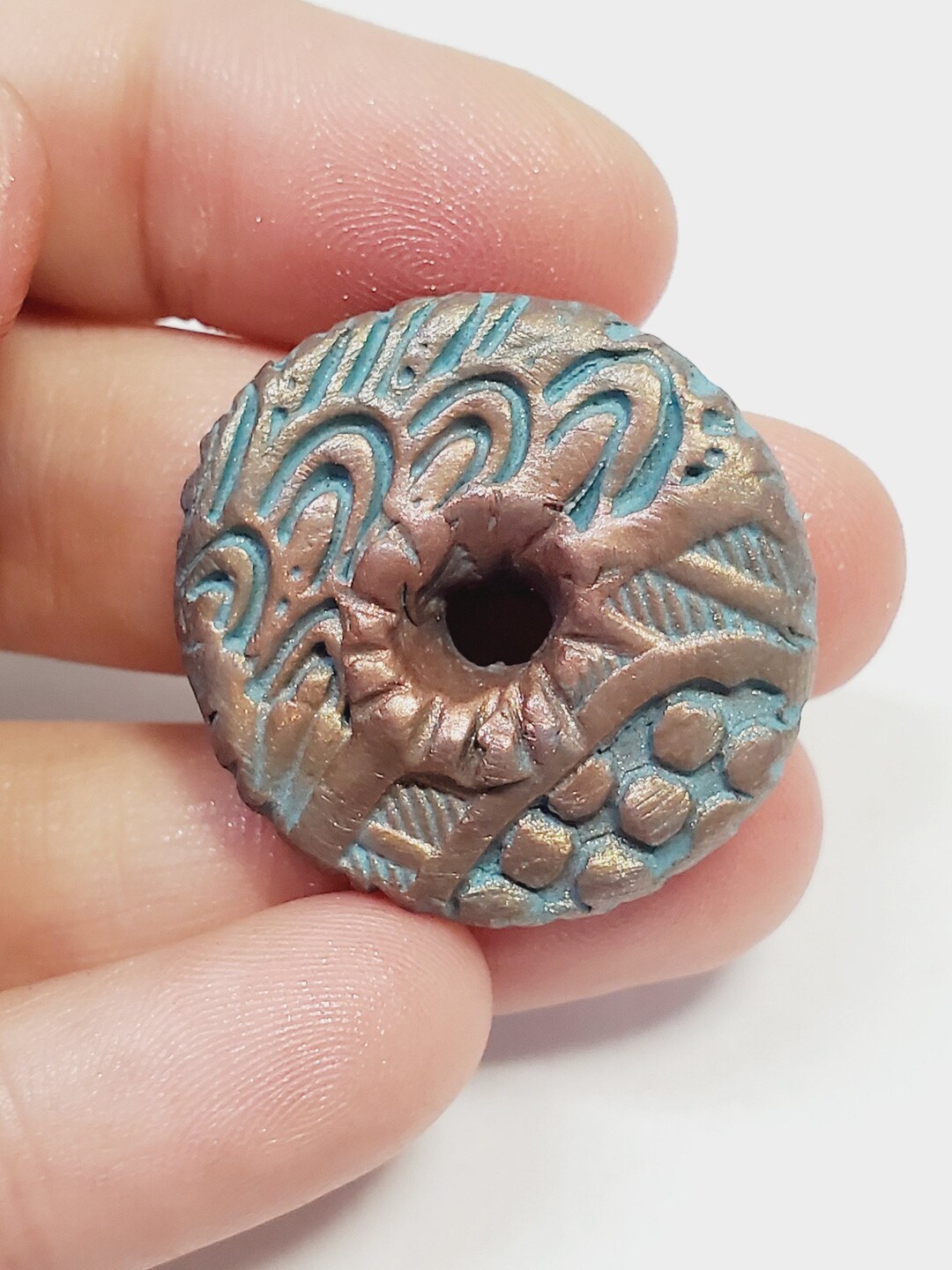 Artisan Hand Created and Textured Polymer Clay Pendant, Clay Artisan ...