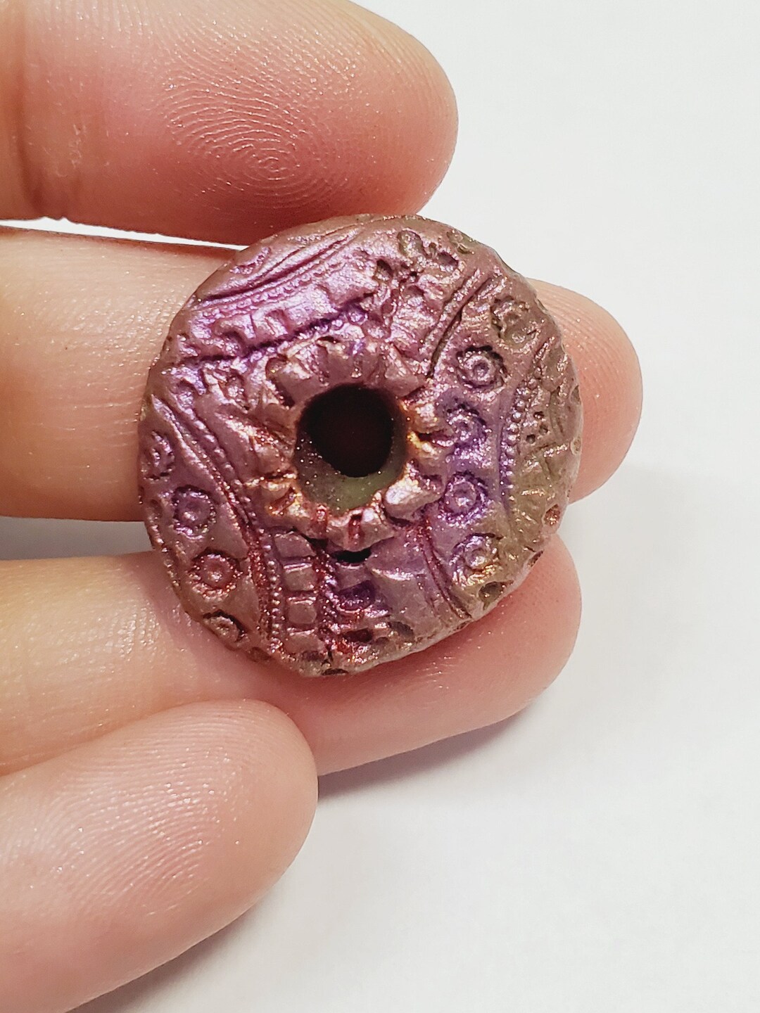 Artisan Hand Created and Textured Polymer Clay Pendant, Clay Artisan ...