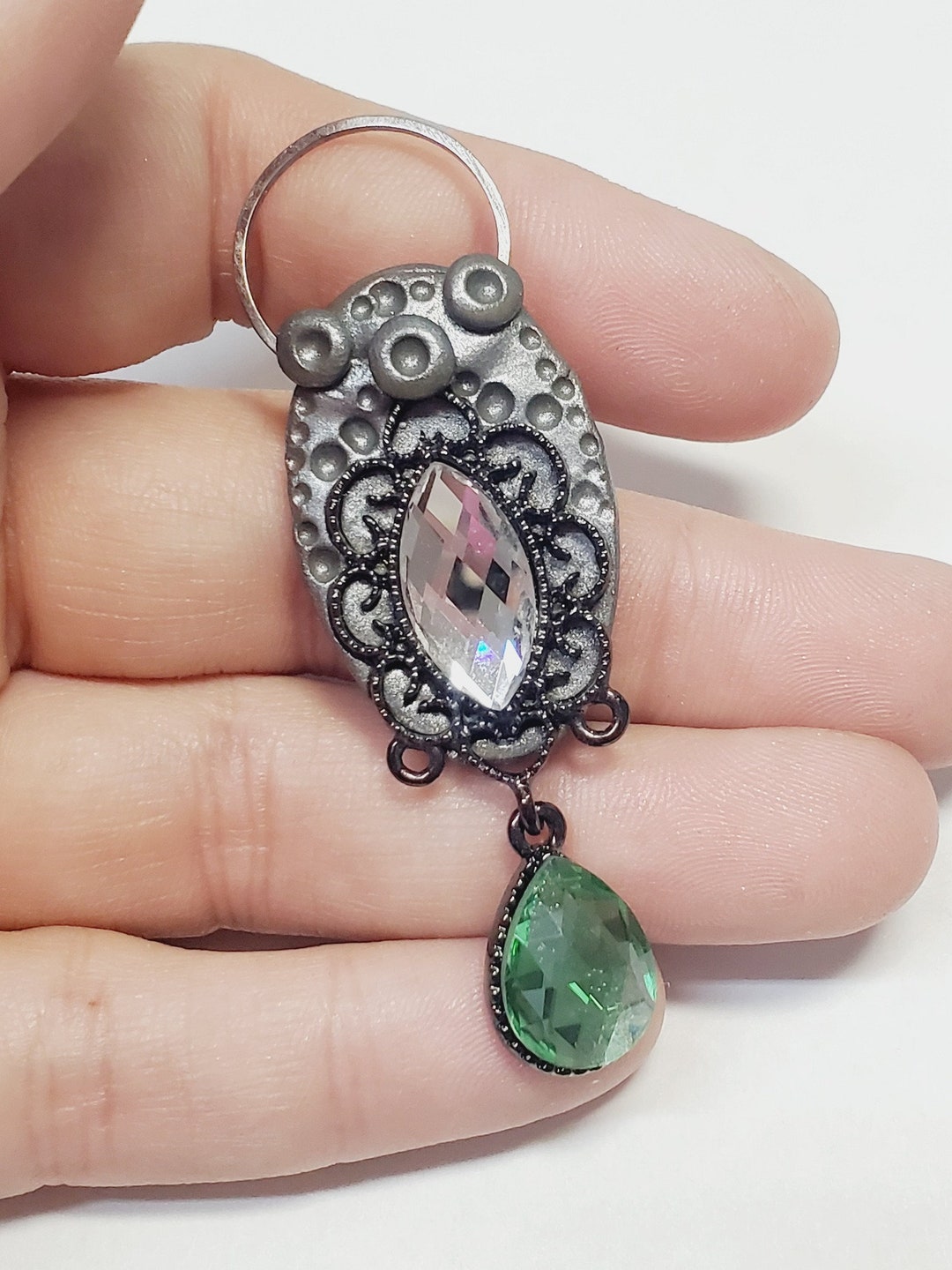 Artisan Hand Created and Textured Polymer Clay Pendent, Clay Artisan ...