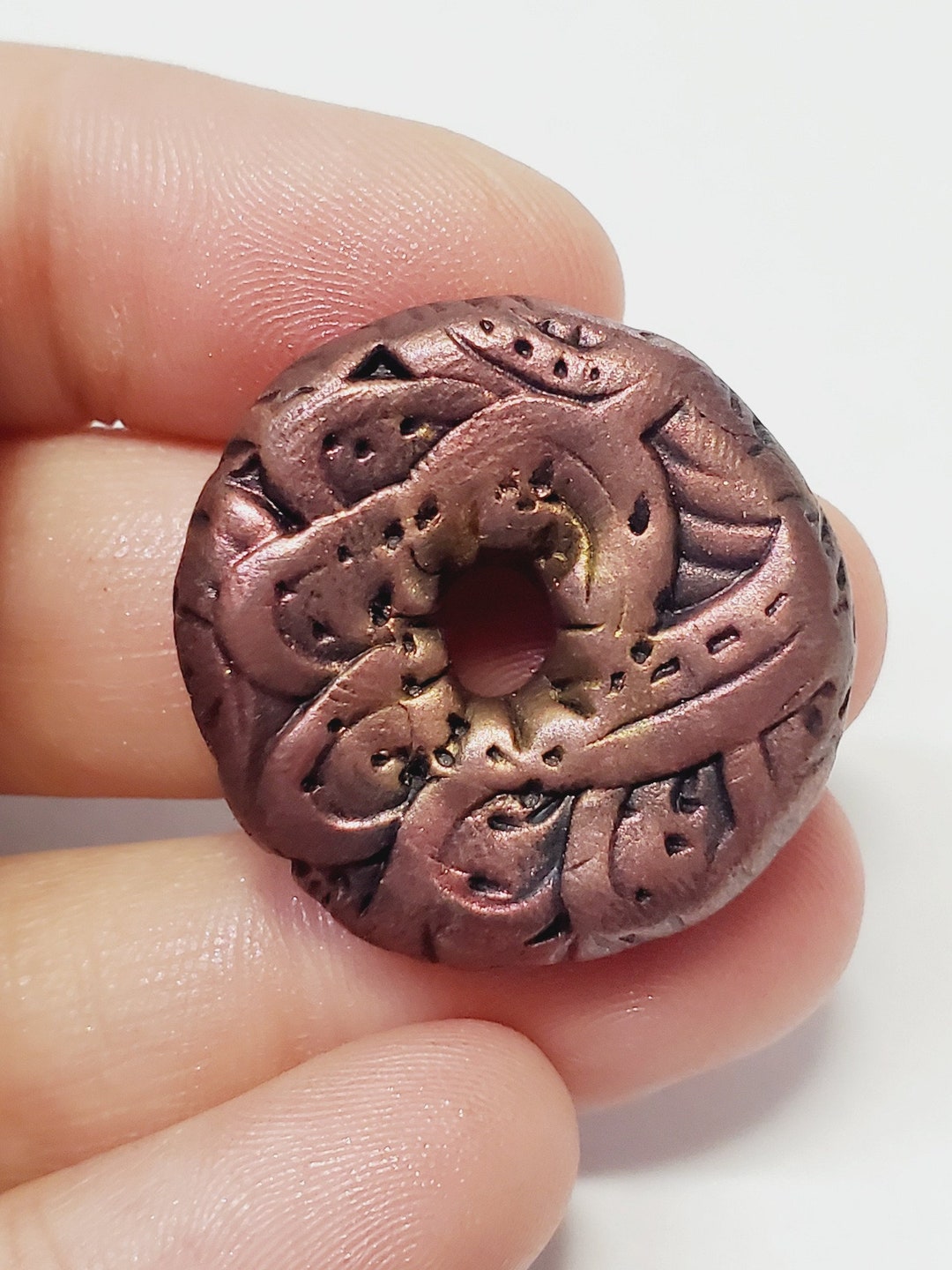 Artisan Hand Created and Textured Polymer Clay Pendant, Clay Artisan ...