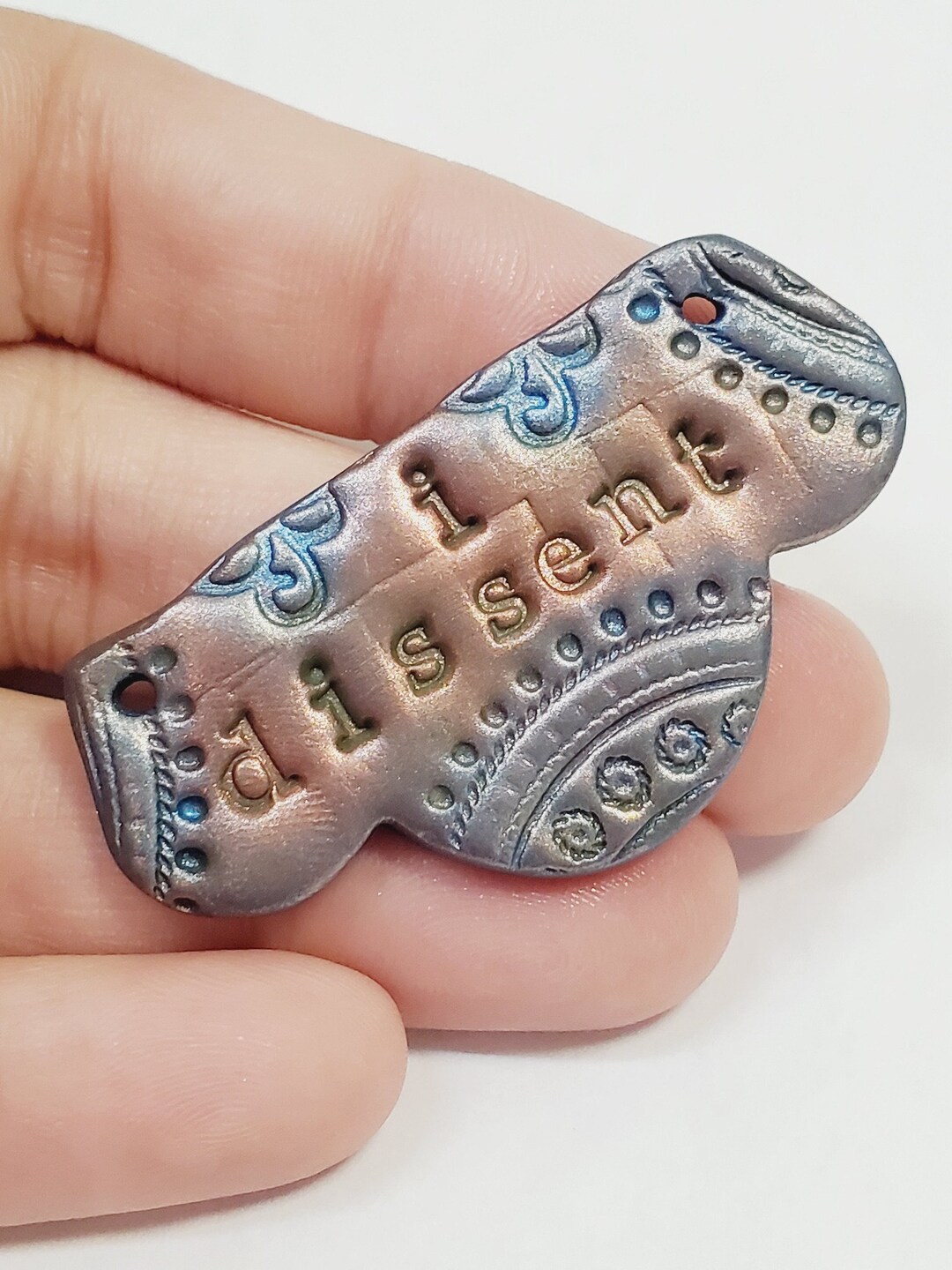 Artisan Hand Created and Textured Polymer Clay Cabochon, Clay Artisan ...