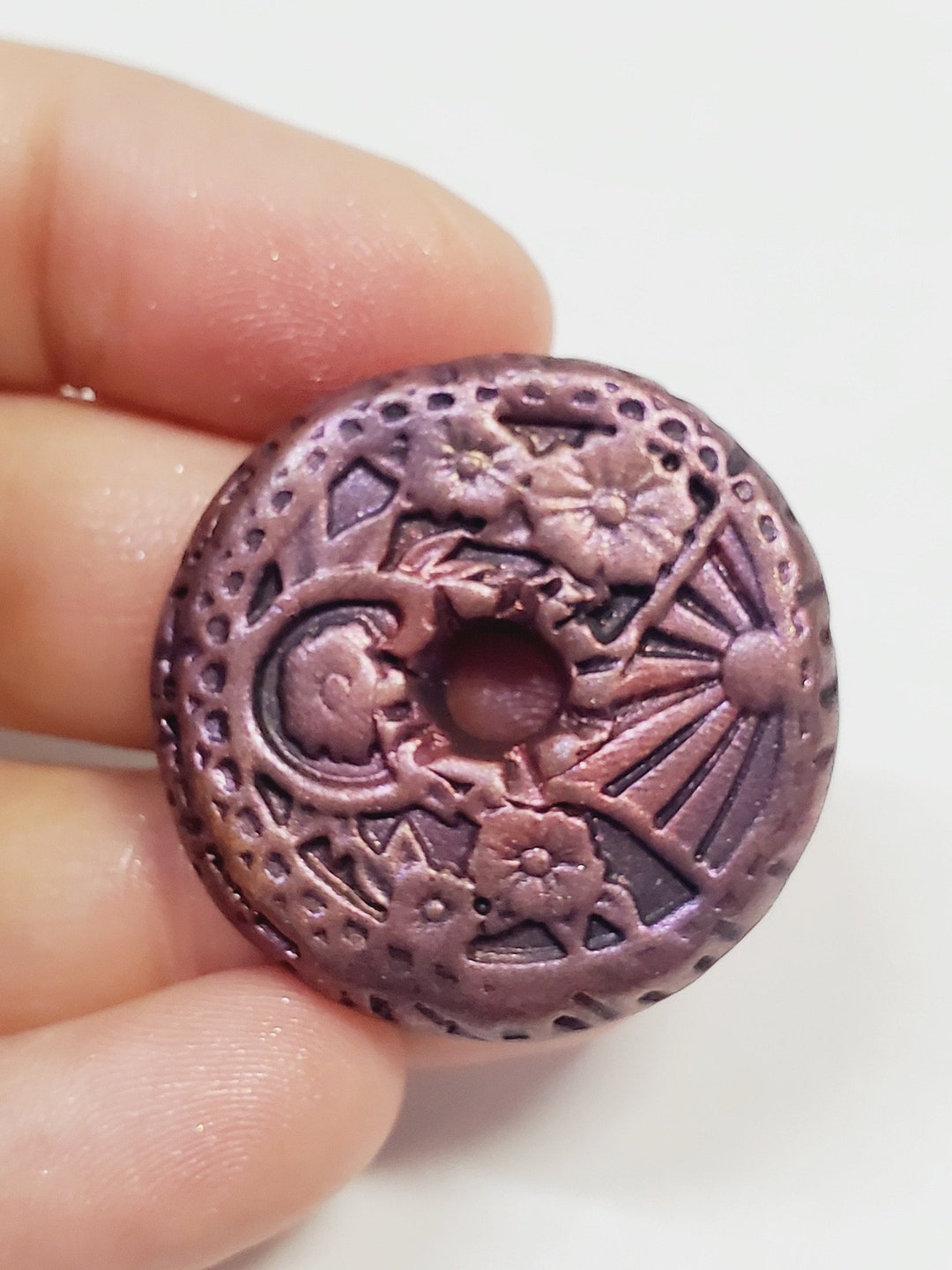 Artisan Hand Created and Textured Polymer Clay Pendant, Clay Artisan ...