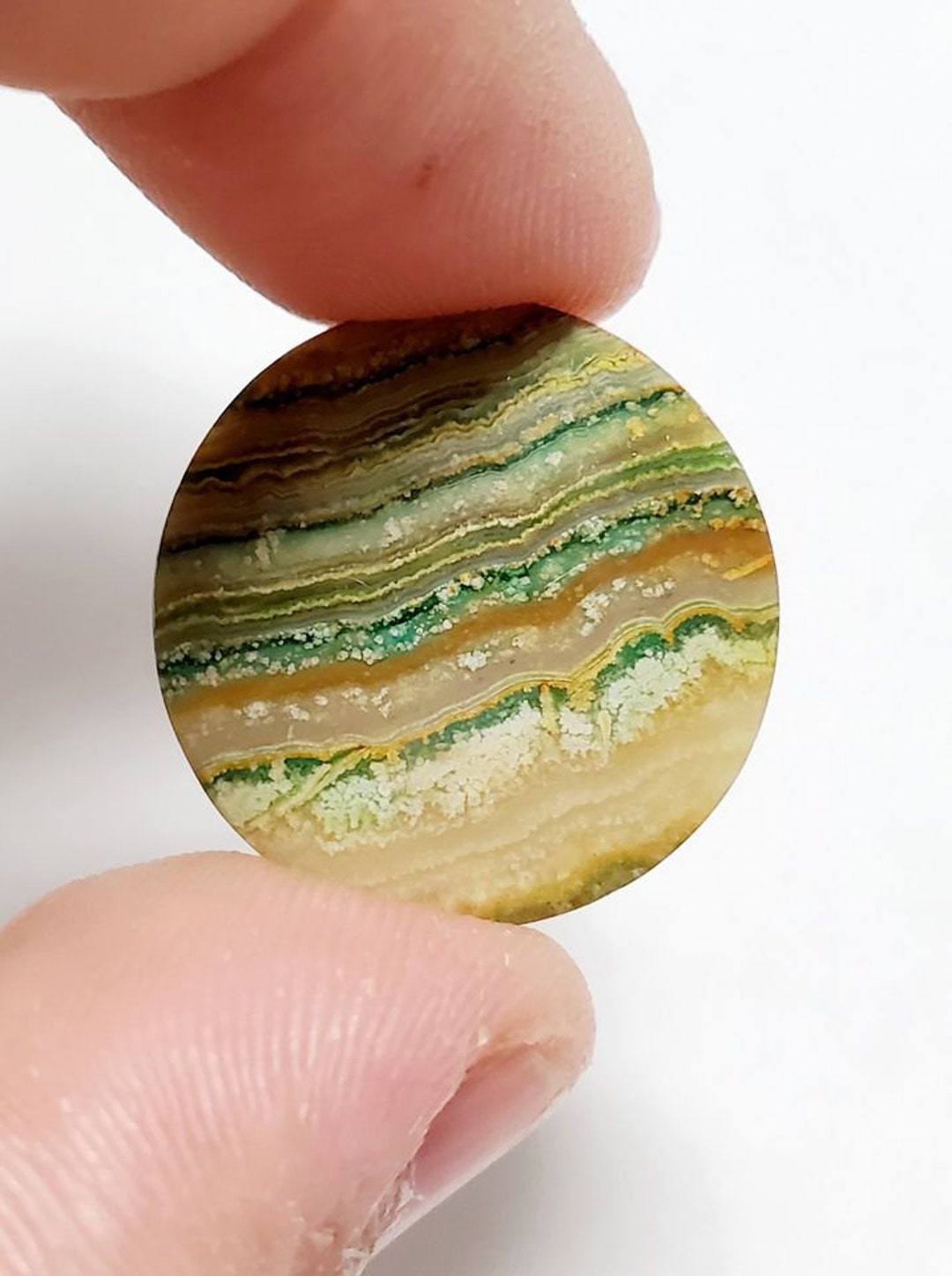 Stacked Green Agate and Tan Gemstone Cabochon, 1pc - Etsy