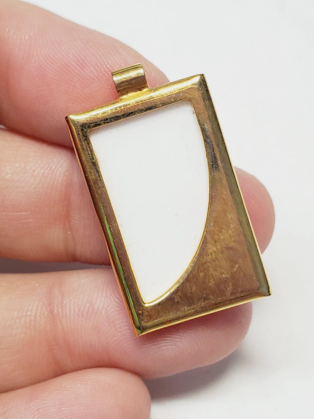 Vintage Gold Plated and Lucite Window Pendant Art Deco Cut - Etsy