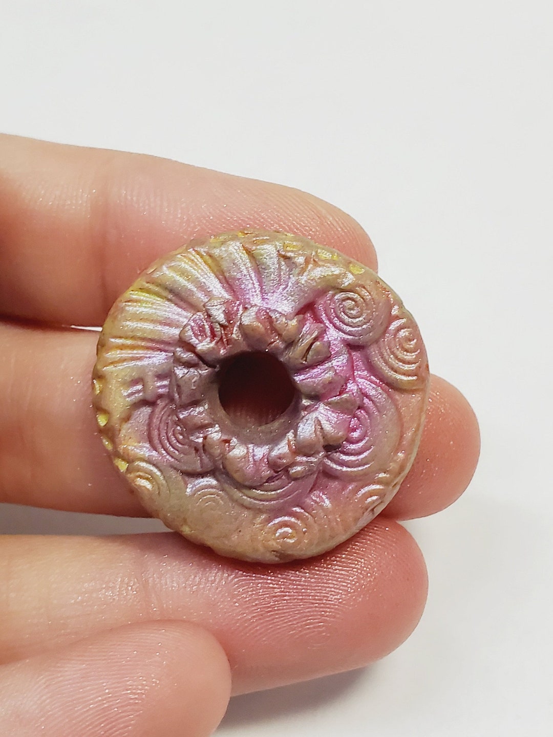 Artisan Hand Created and Textured Polymer Clay Pendant, Clay Artisan ...