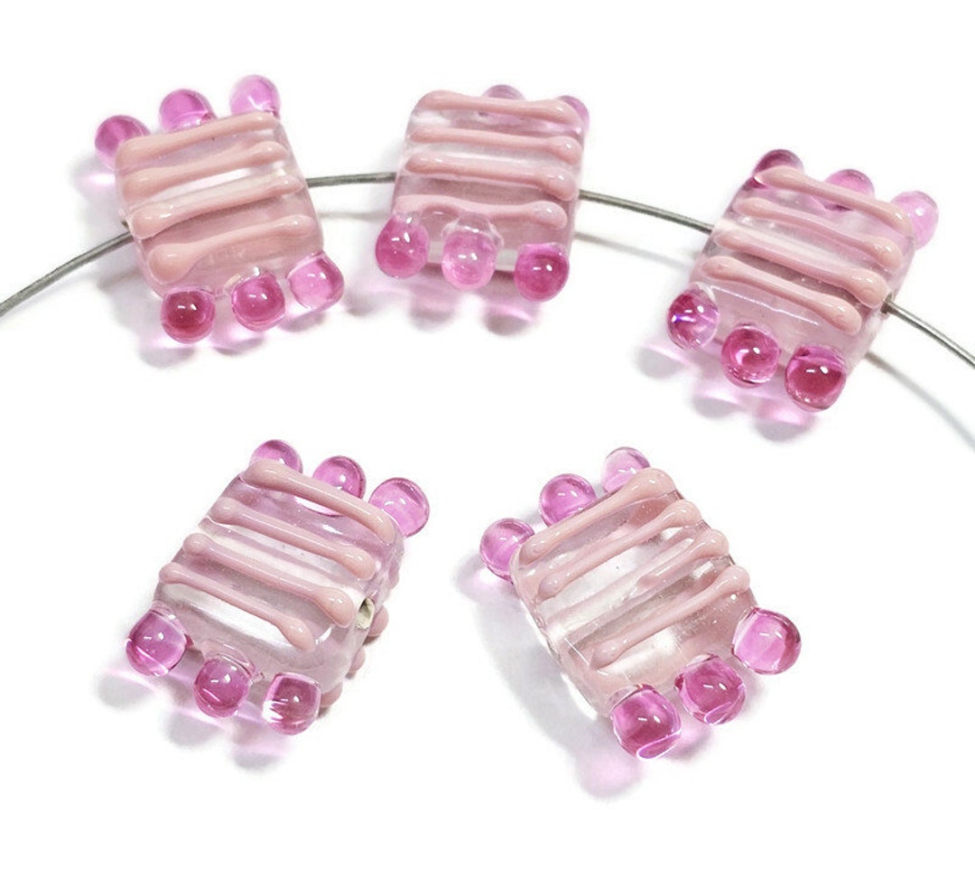 Czech Artisan Double Sided Bumpy Square Handmade Glass Lampwork Bead, 2 ...
