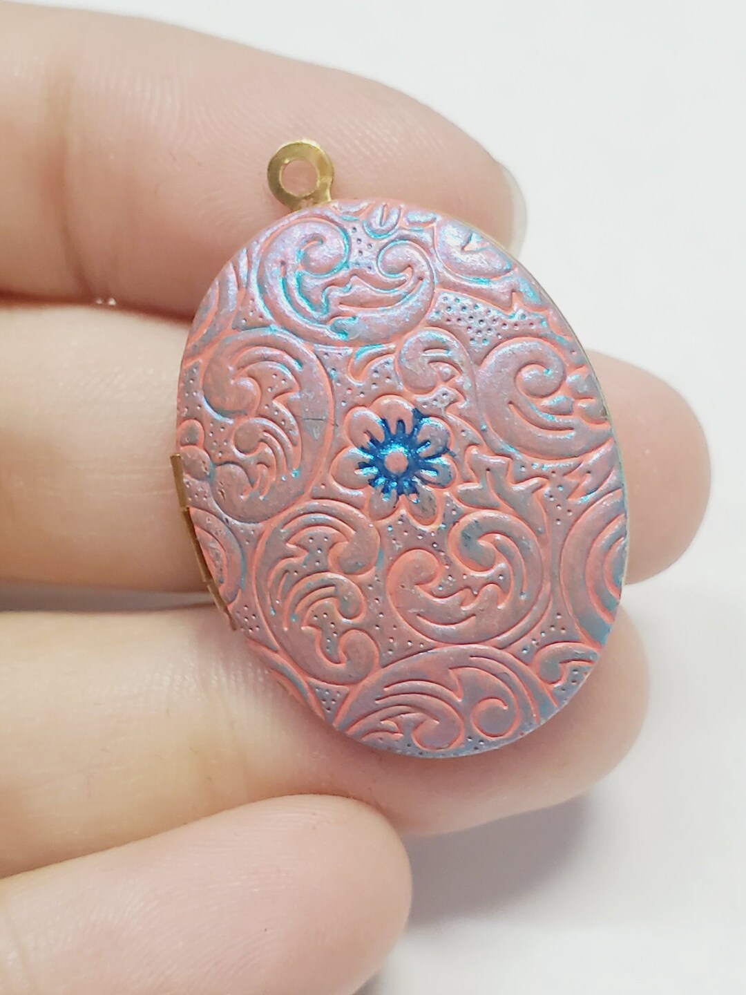 34mm Oval Artisan Hand Altered Painted Metal Locket Pendant, 1pc - Etsy