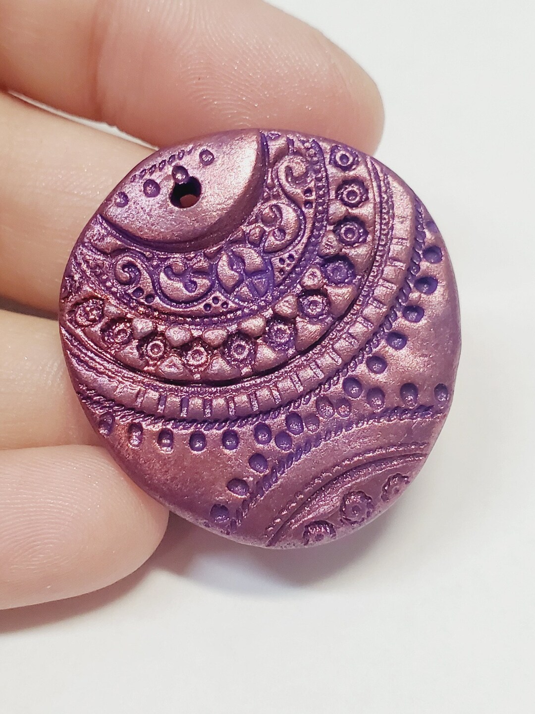 Artisan Hand Created and Textured Polymer Clay Cabochon, Clay Artisan ...
