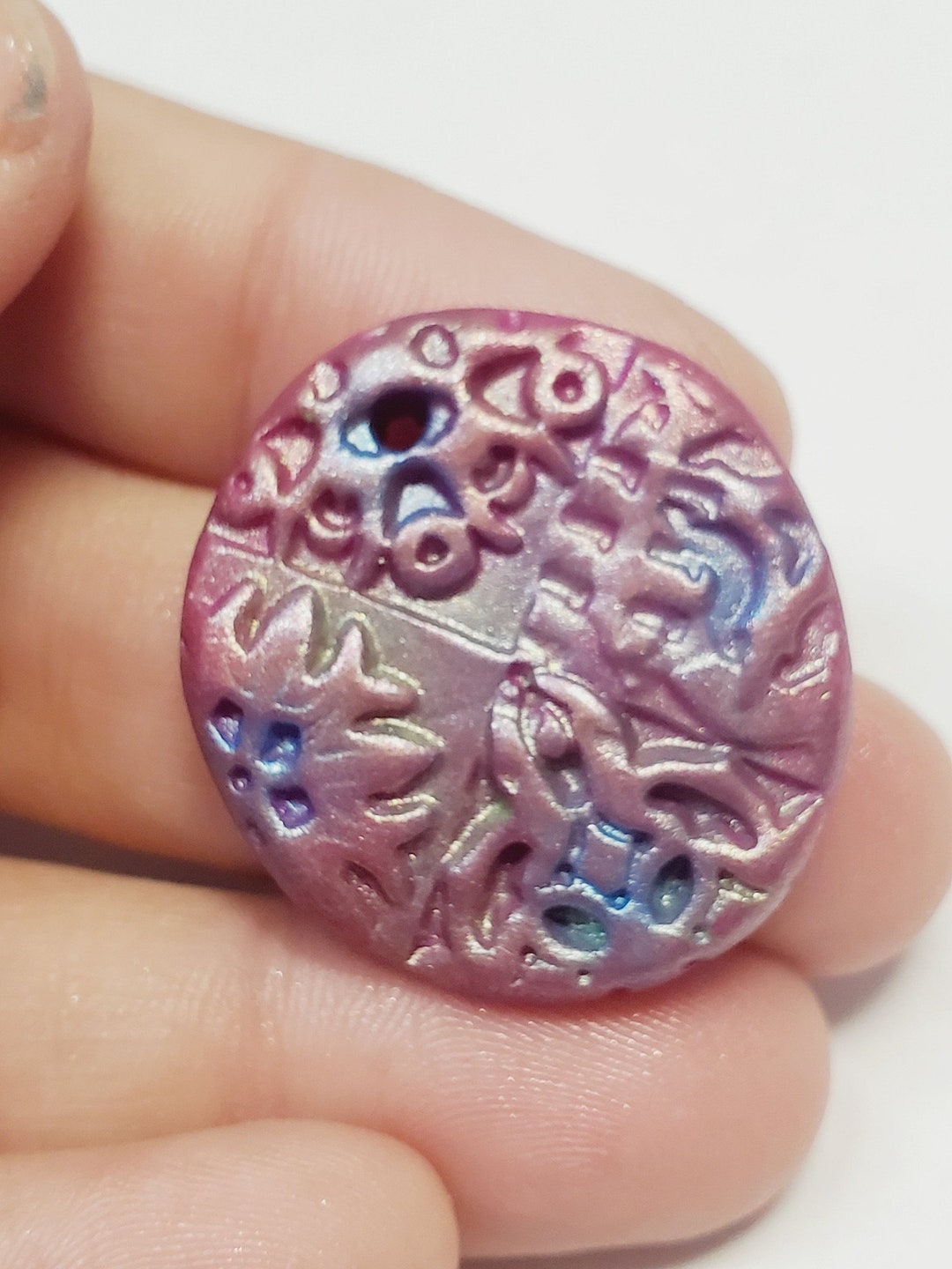 Artisan Hand Created and Textured Polymer Clay Pendent, Clay Artisan ...