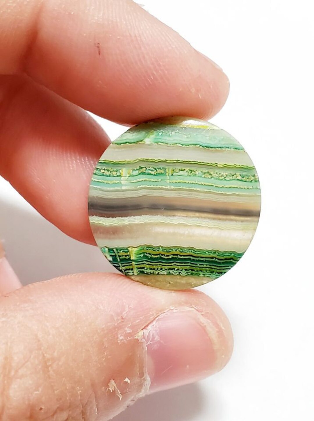 Stacked Green Agate and Tan Gemstone Cabochon, 1pc - Etsy