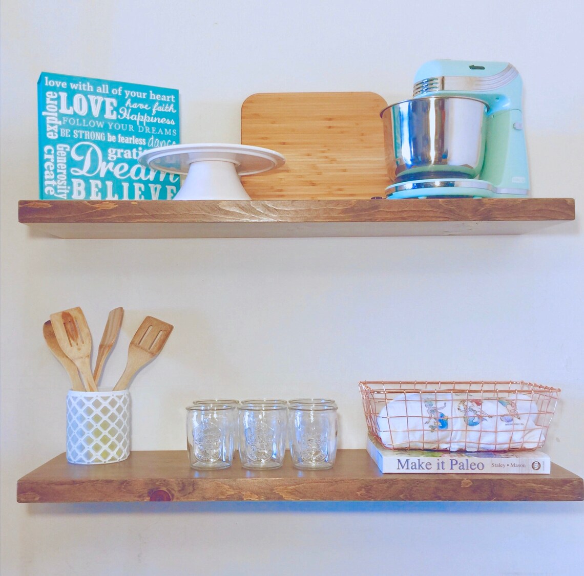 Wooden Farmhouse Floating Shelves Kitchen Shelves Wall - Etsy