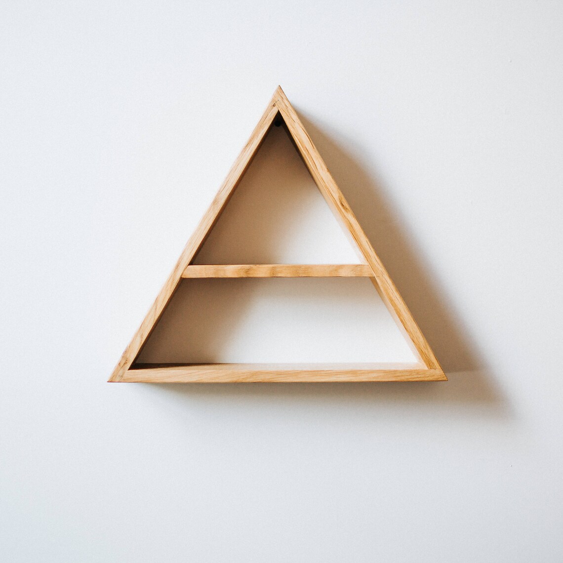 Floating Wooden Triangle Shelf With Divider. Red Oak White - Etsy