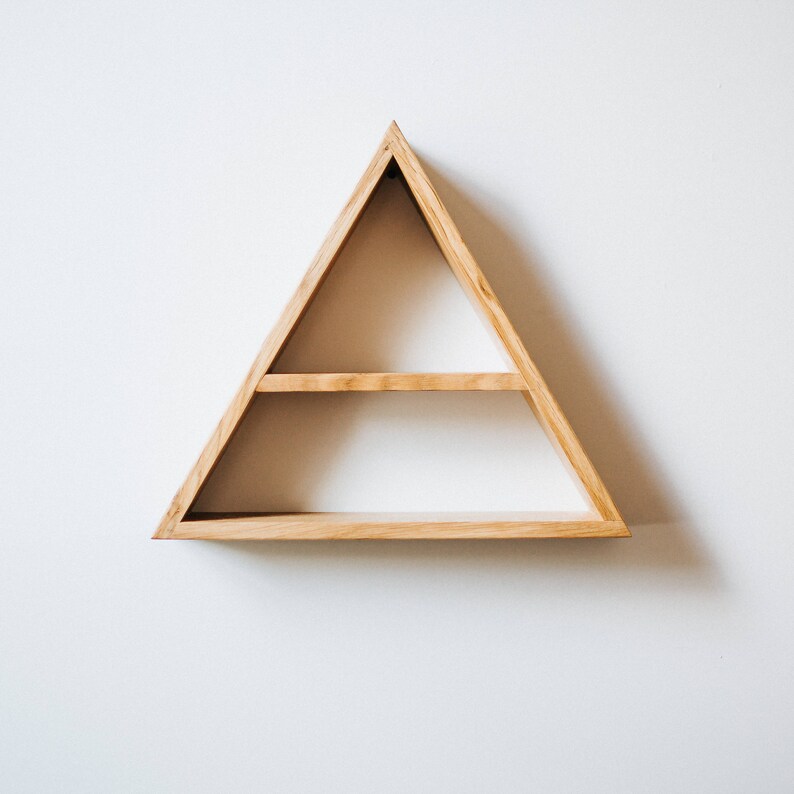 Floating Wooden Triangle Shelf With Divider. Red Oak White - Etsy