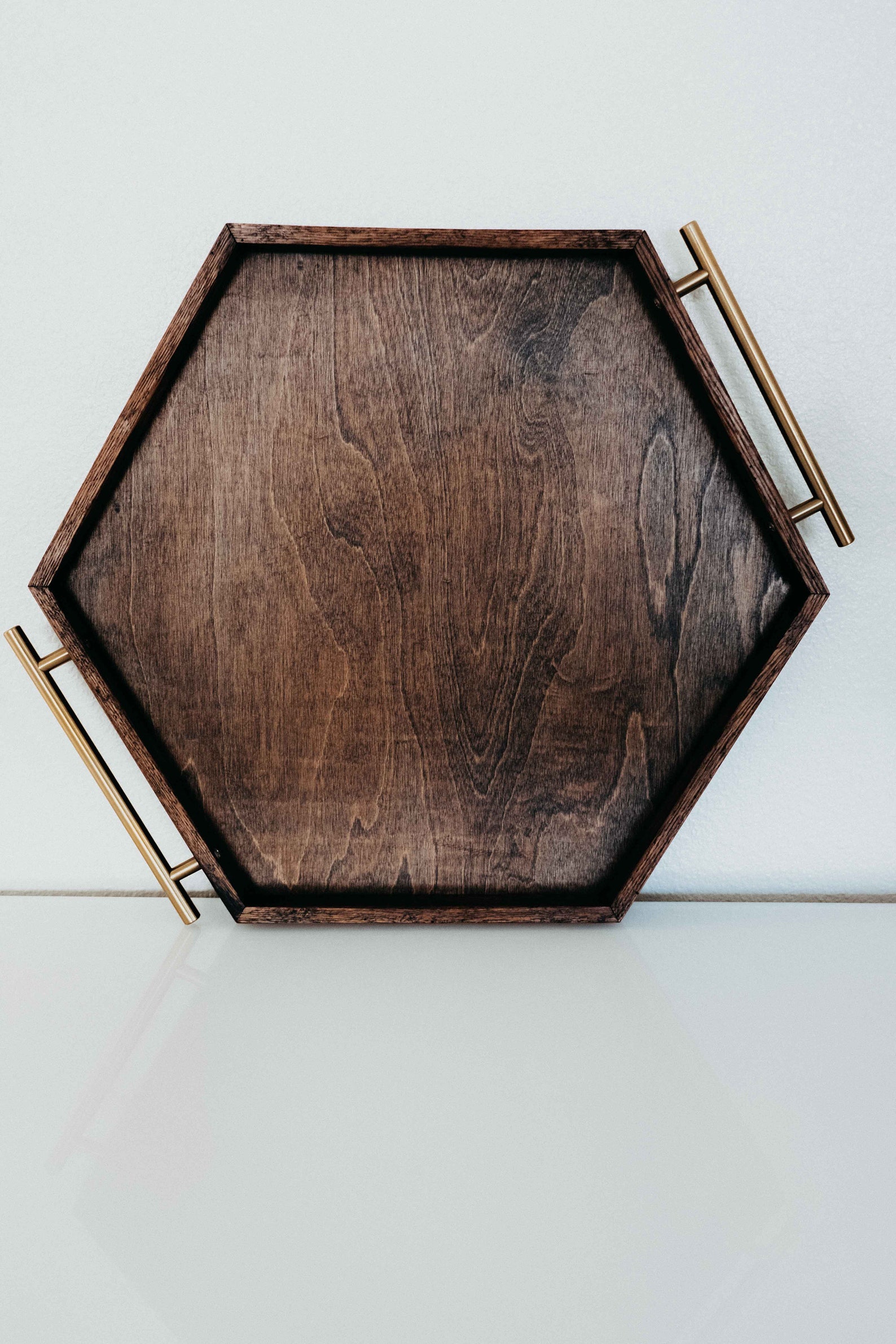 Large Wooden Hexagon Serving Tray for Parties Dining Serving ...