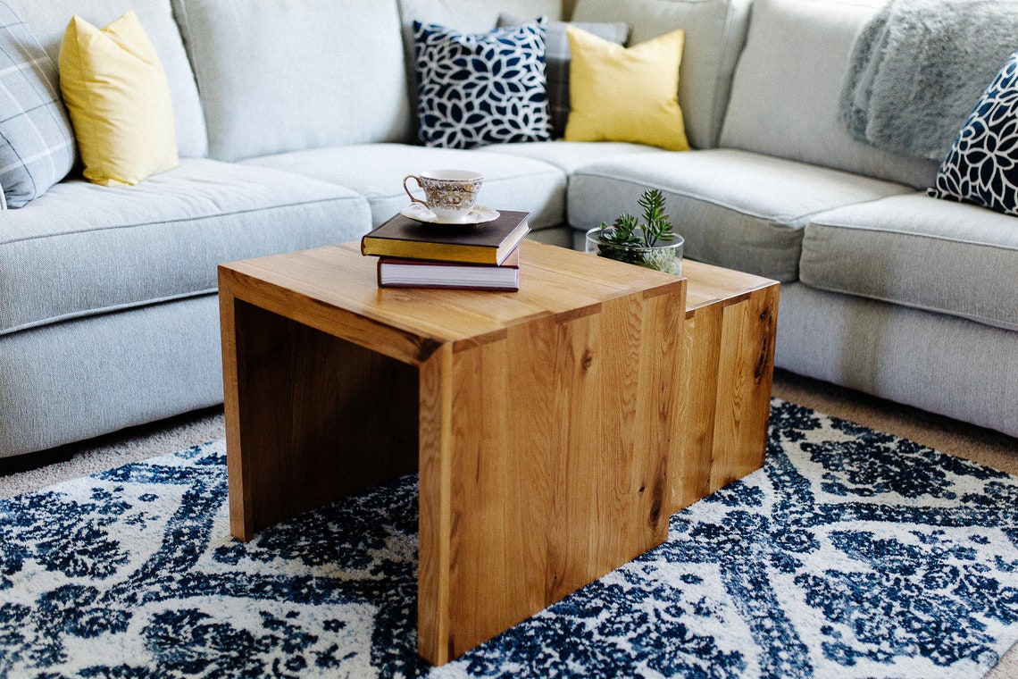 Modern Square Nesting Coffee and End Table Oak Walnut Hickory - Etsy