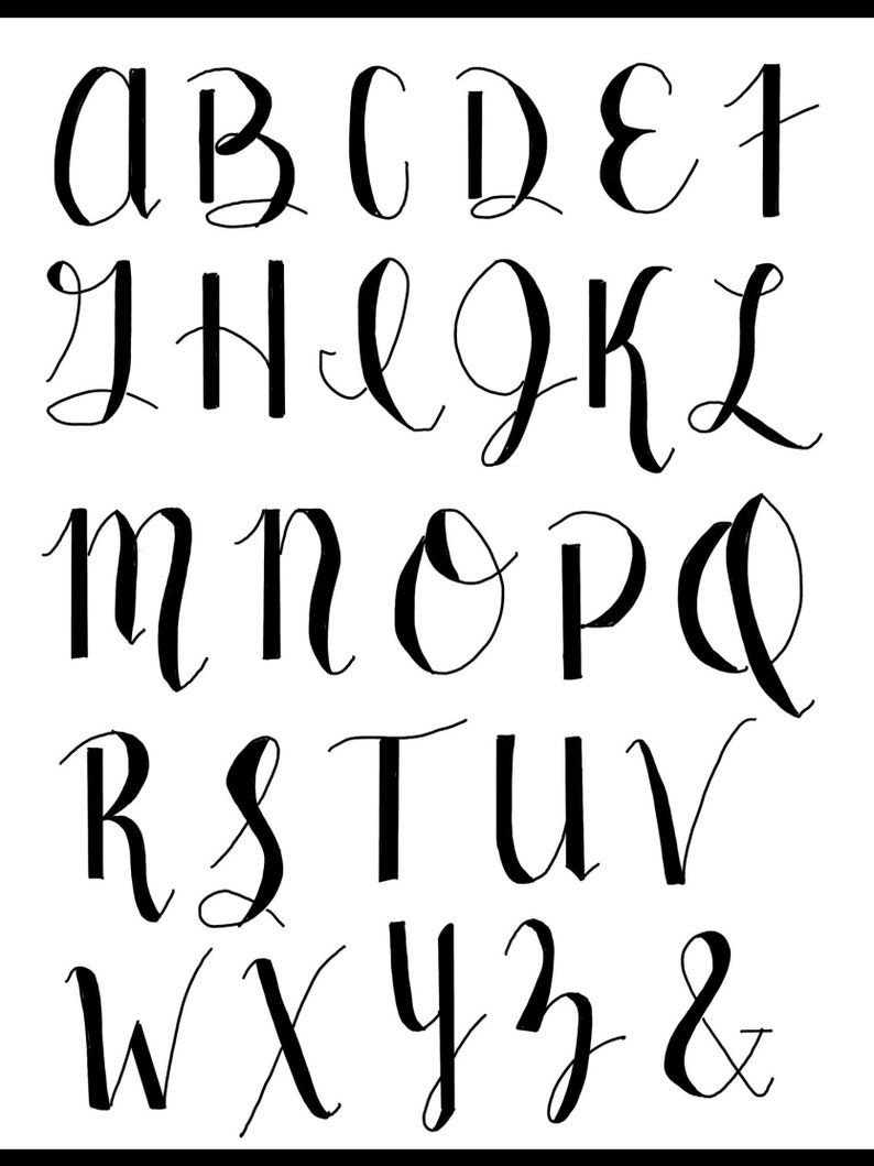 LARGE UPPERCASE Faux Calligraphy Cursive Brush Lettering Cross Stitch ...