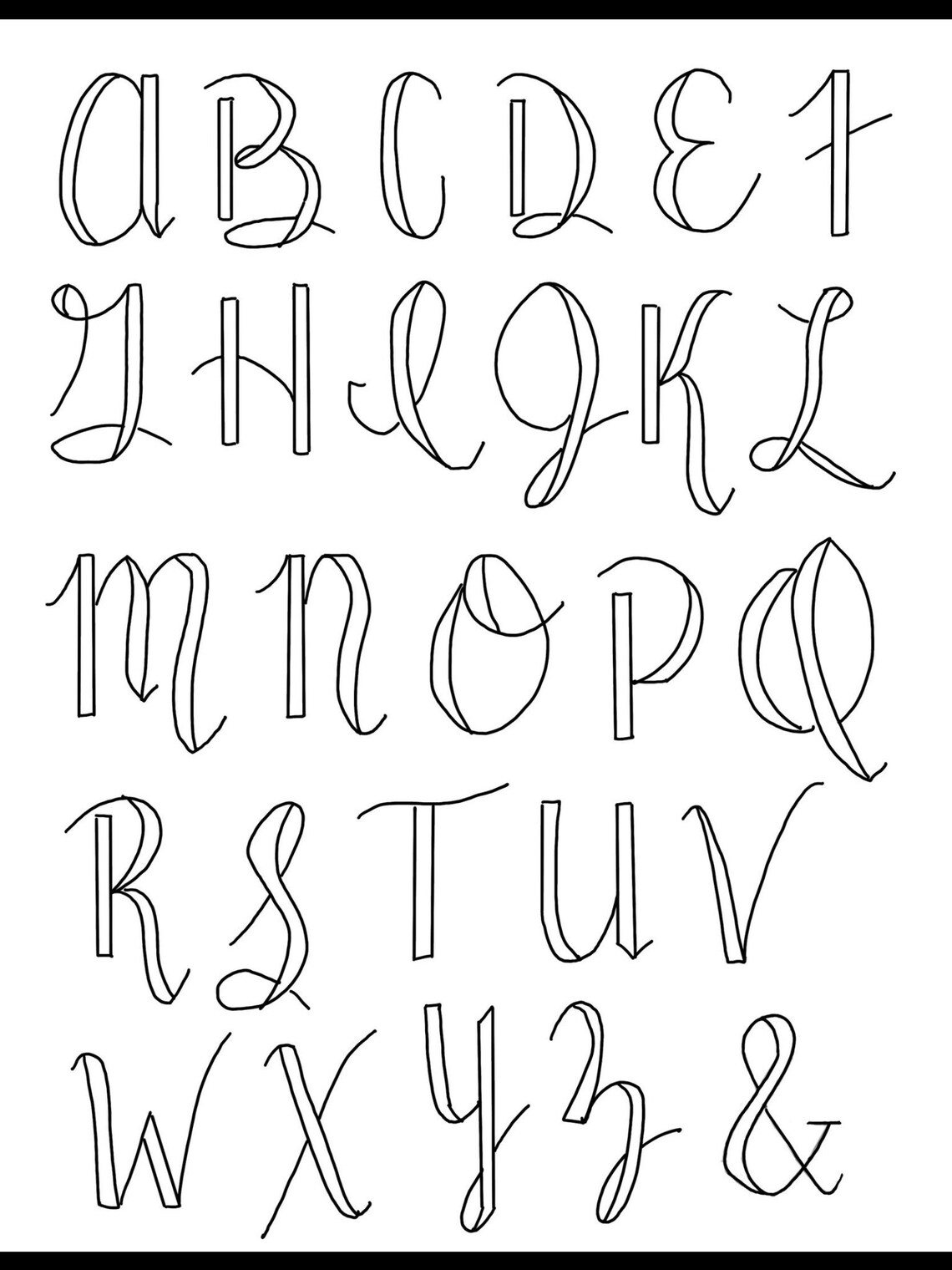 LARGE UPPERCASE Faux Calligraphy Cursive Brush Lettering Cross Stitch ...