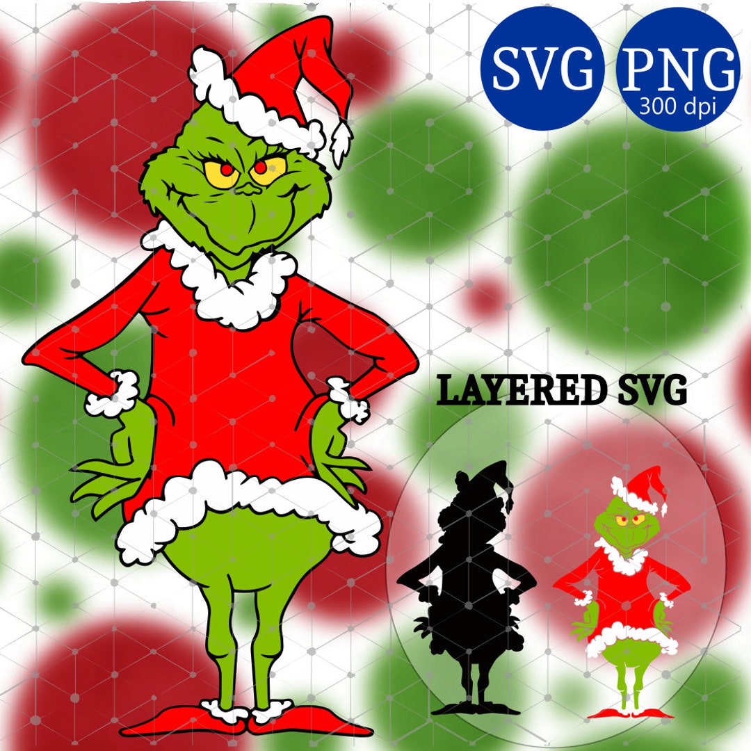 Green Christmas Monster Layered SVG & PNG Files Cricut Gringe #3 - Etsy