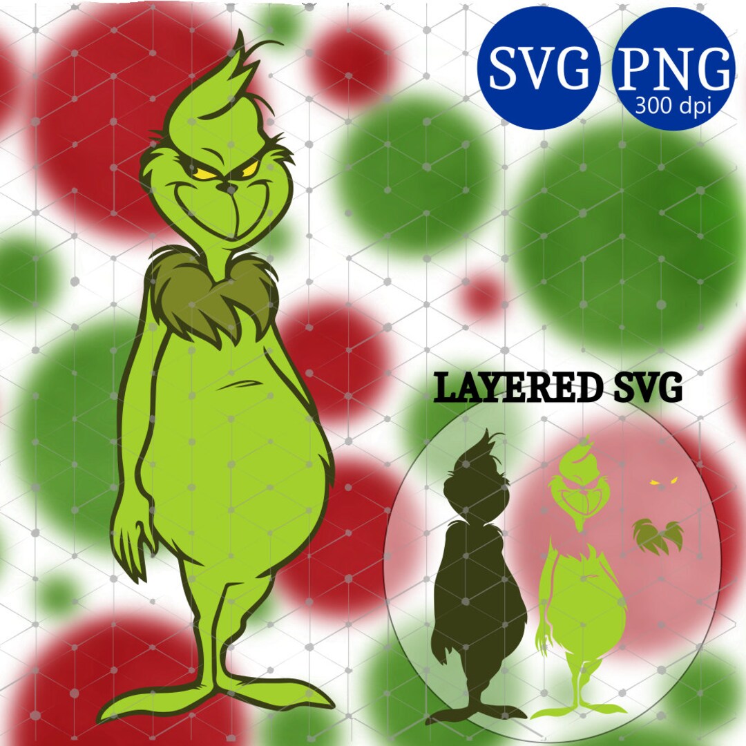 Green Christmas Monster Layered SVG & PNG Files Cricut Gringe #2 - Etsy