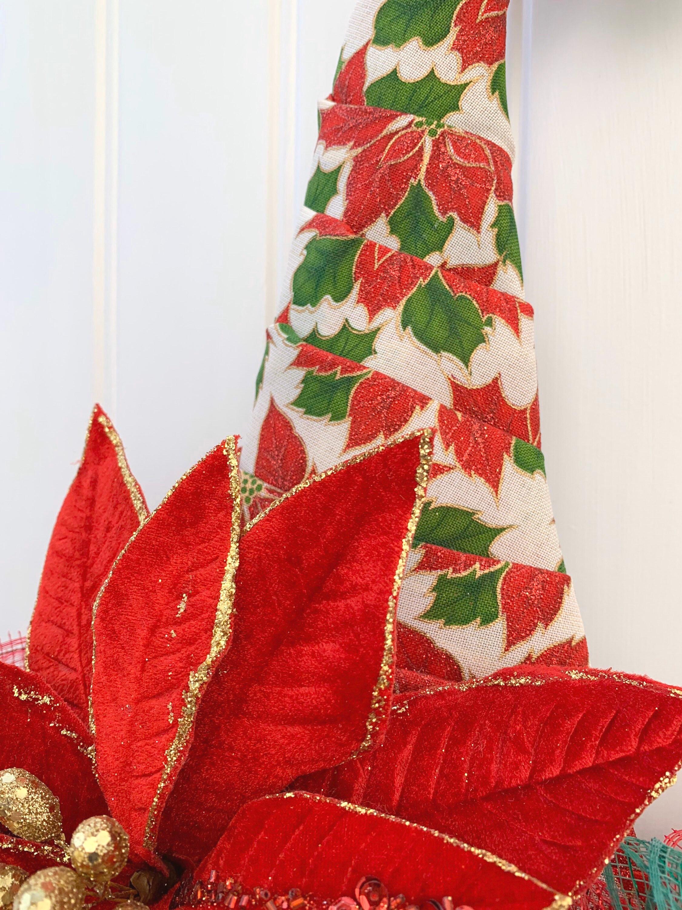 Deco Mesh Christmas Elf Hat Wreath, Poinsettia Wreath, Christmas Decor ...