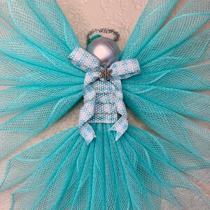 Large Deco Mesh Angel, Angel Wall Hanging, Blue and Silver Angel, Tree ...