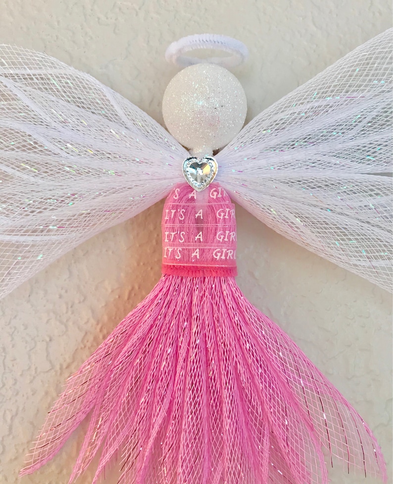 Small Deco Mesh Angel Pink Angel Angel Decor Baby Shower - Etsy