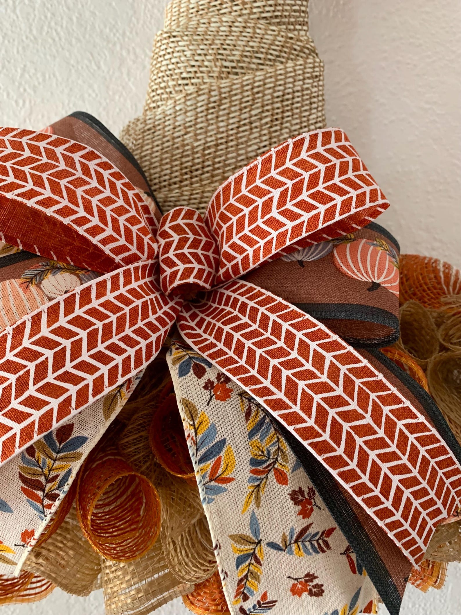 Deco Mesh Fall Scarecrow Hat Wreath, Pumpkin and Leaves Wreath ...