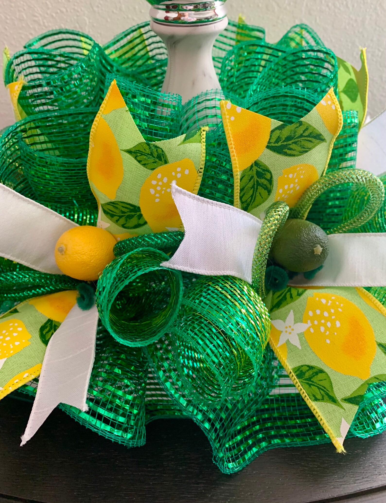Deco mesh Spring centerpiece lemon lime decor table decor | Etsy