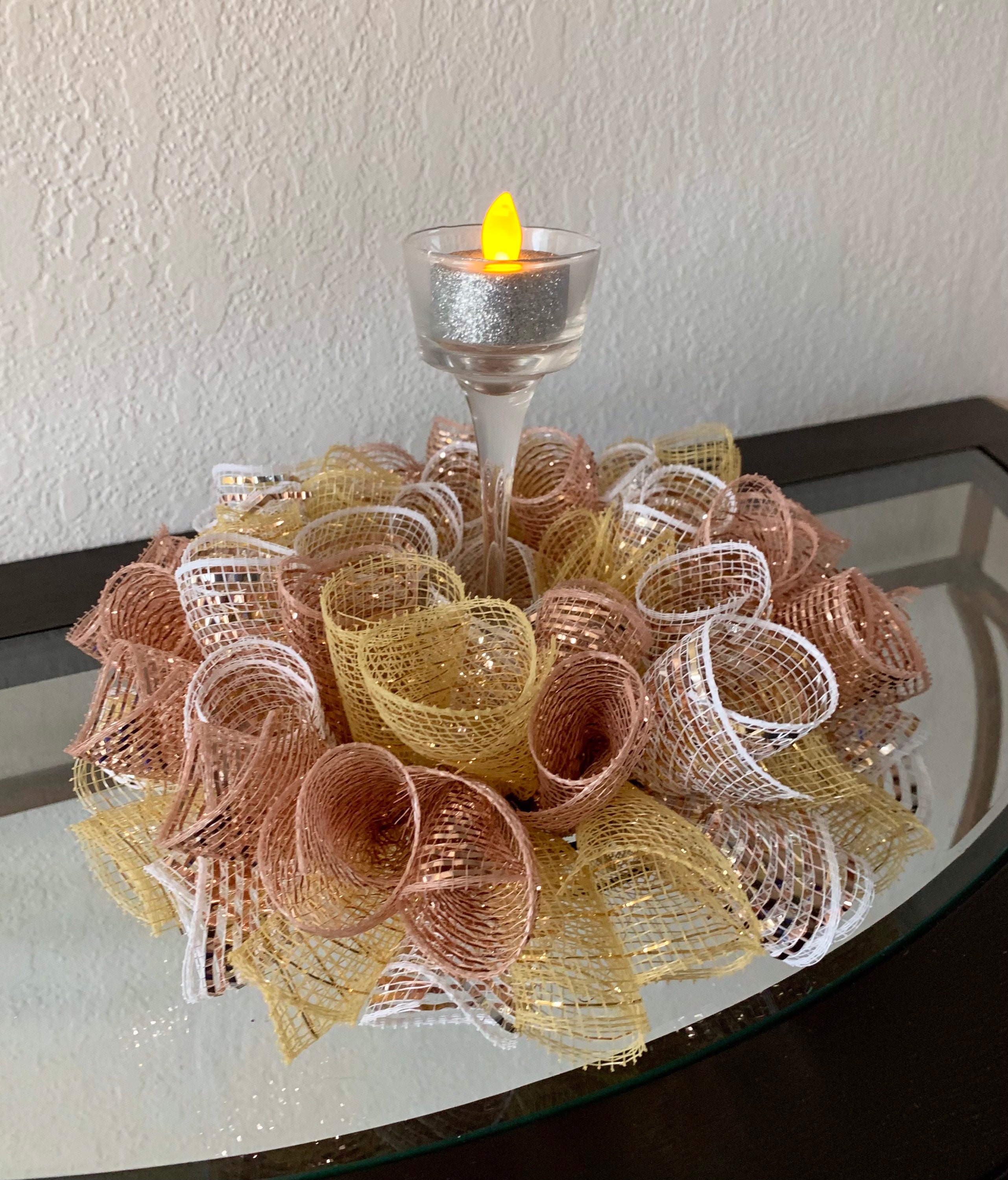 Deco Mesh Small Christmas Centerpiece Candle Ring Christmas | Etsy