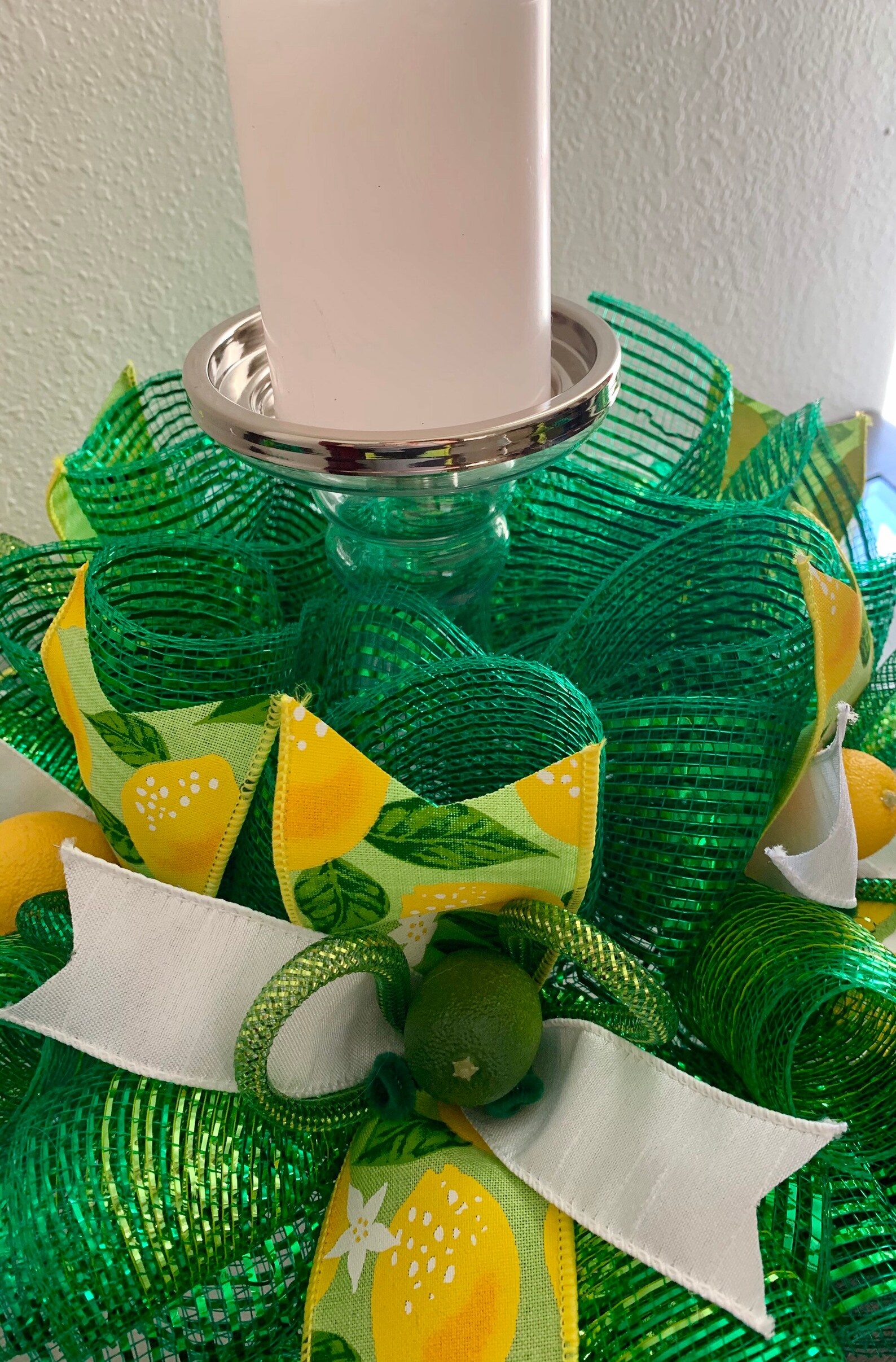 Deco mesh Spring centerpiece lemon lime decor table decor | Etsy
