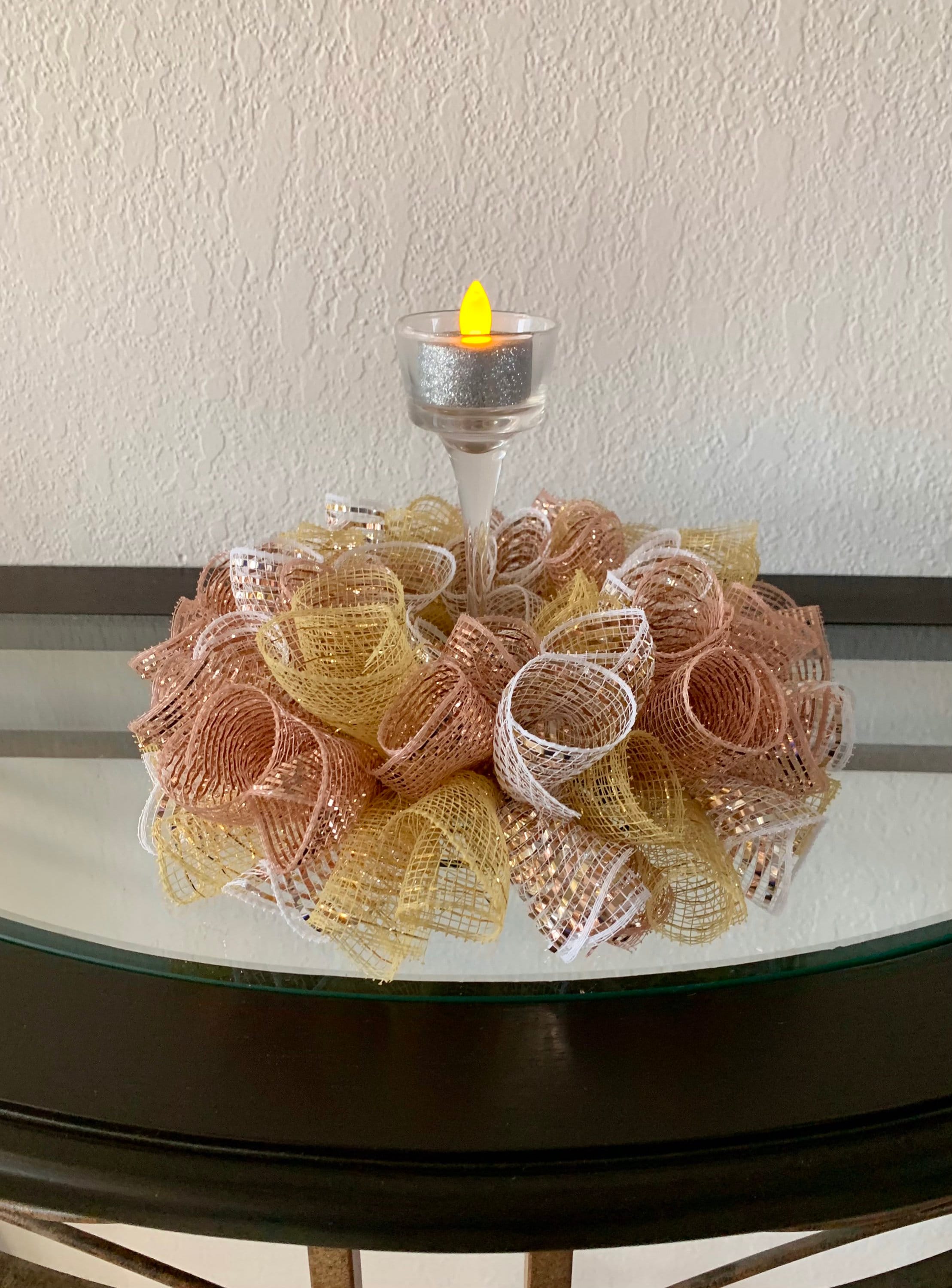 Deco Mesh Small Christmas Centerpiece Candle Ring Christmas | Etsy