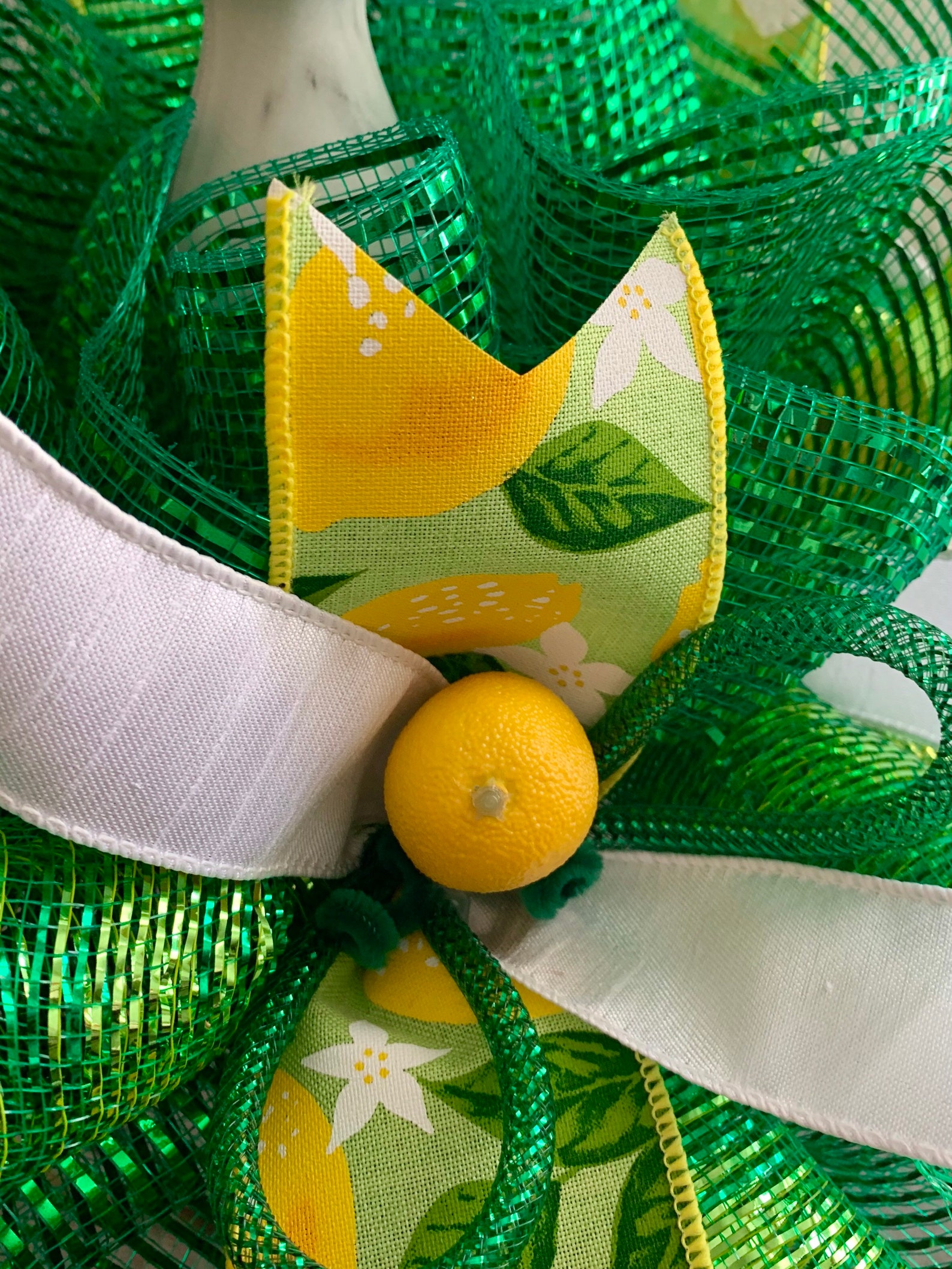 Deco mesh Spring centerpiece lemon lime decor table decor | Etsy