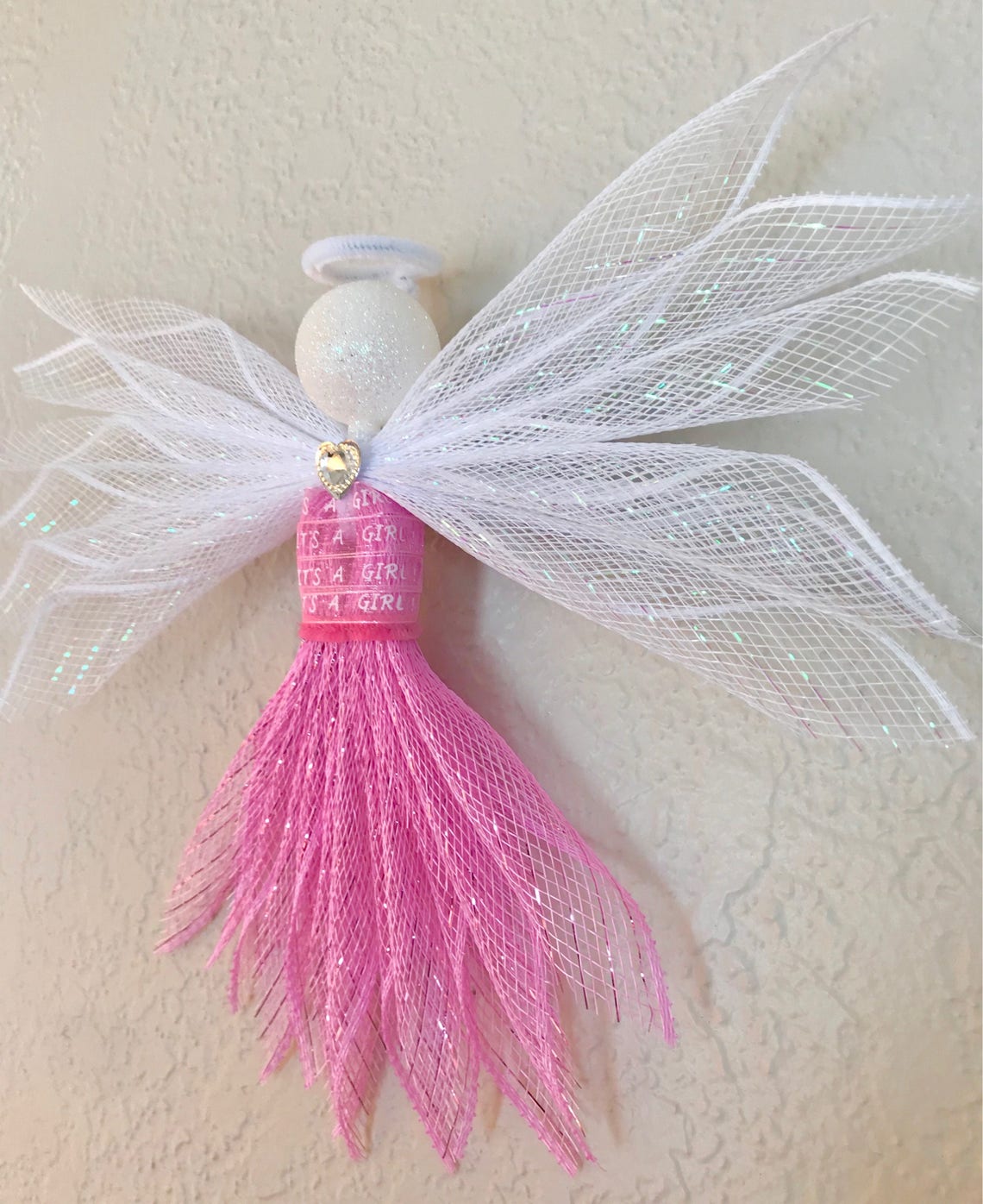 Small Deco Mesh Angel Pink Angel Angel Decor Baby Shower - Etsy