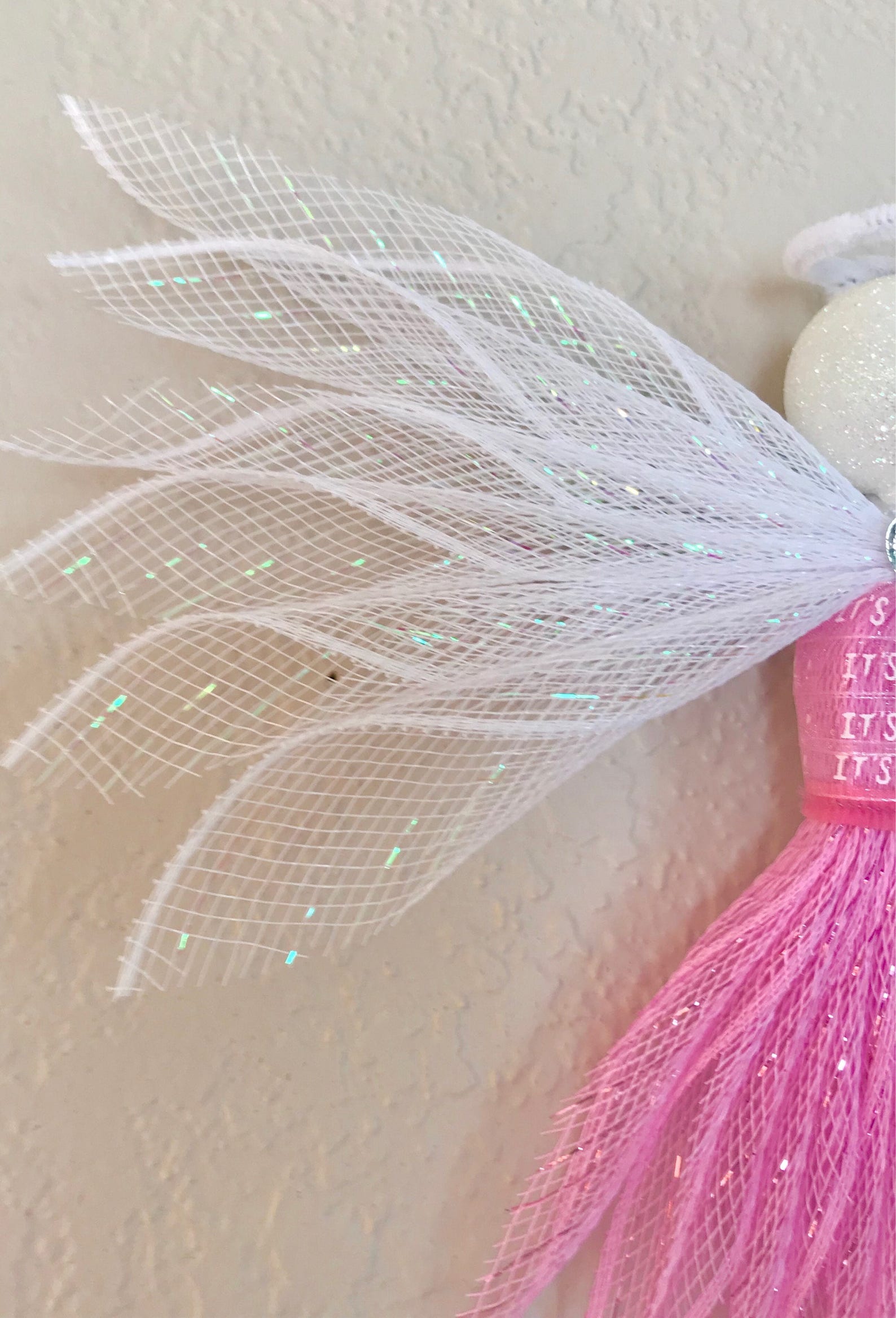 Small Deco Mesh Angel, Pink Angel, Angel Decor, Baby Shower Gift, It's ...