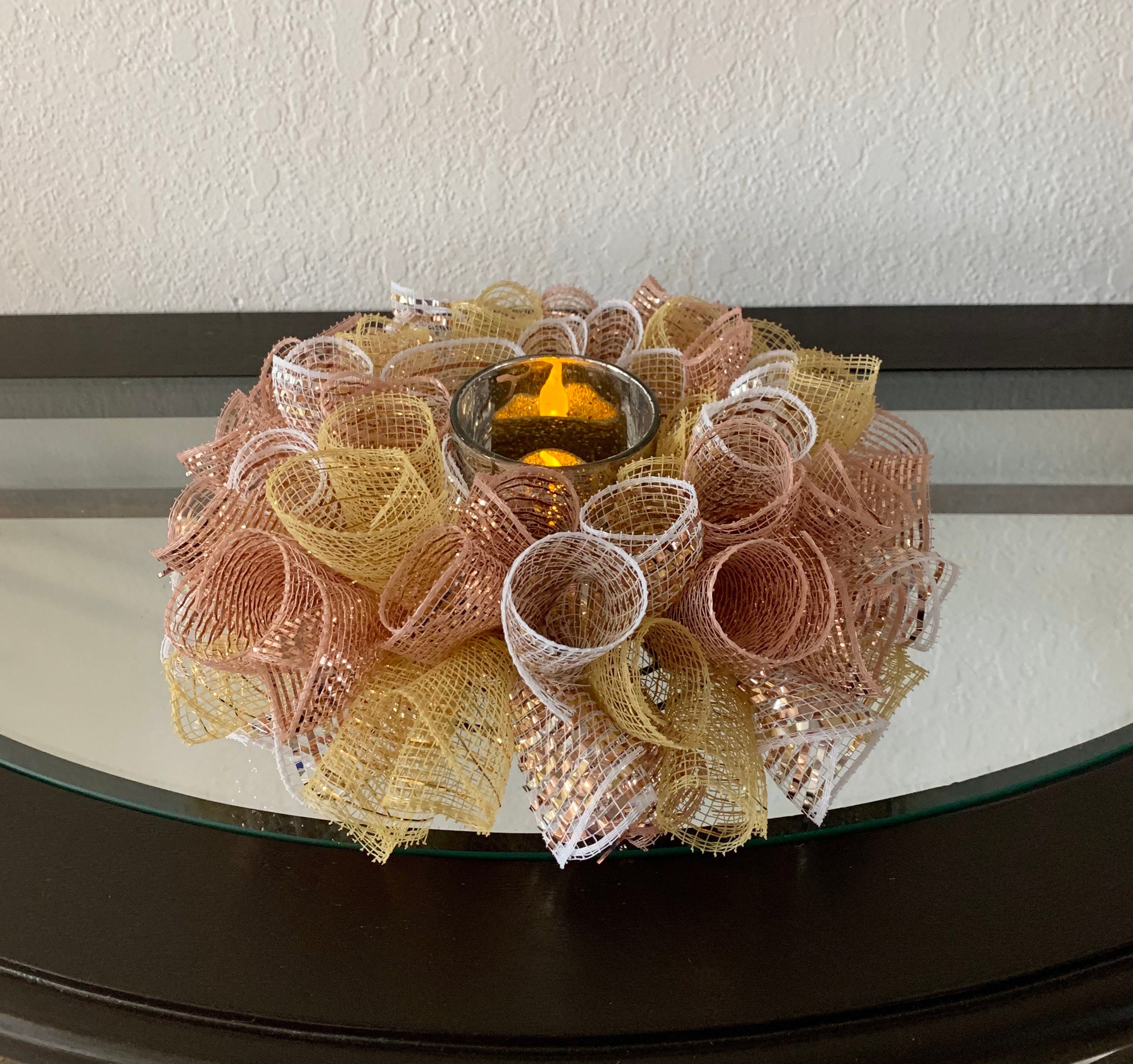 Deco Mesh Small Christmas Centerpiece Candle Ring Christmas | Etsy