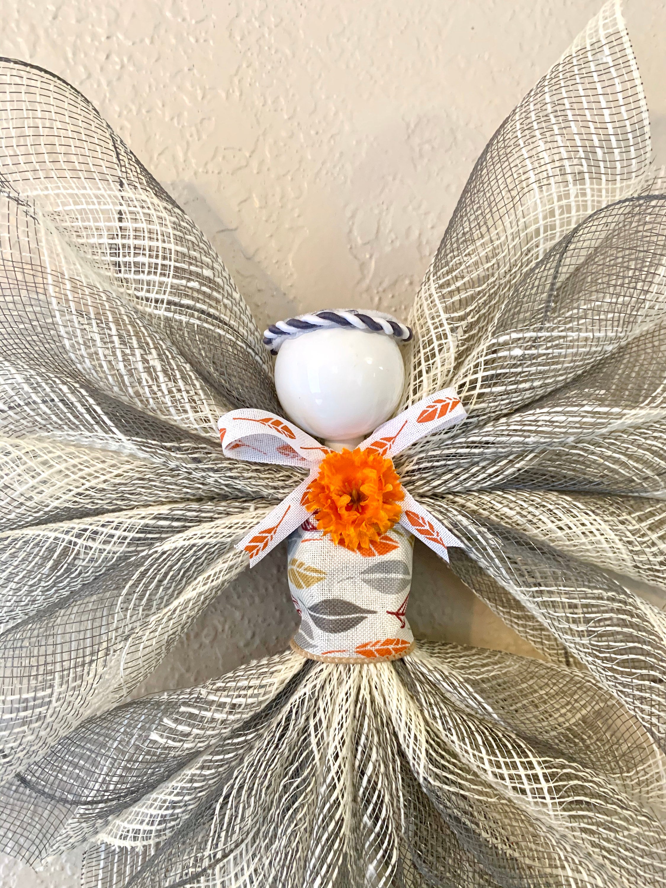 Large Deco Mesh Farmhouse Angel, Angel Decor, Buffalo Plaid, Country ...