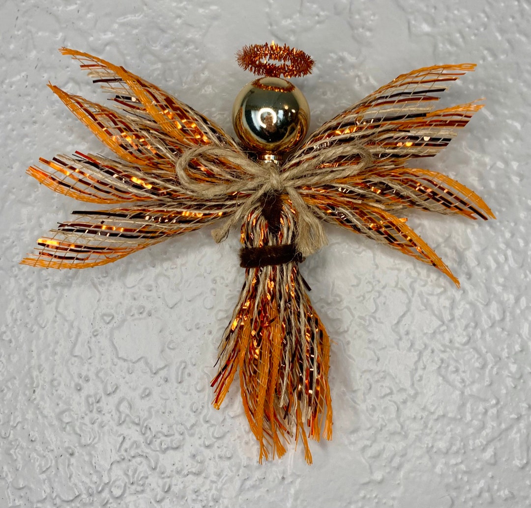 Extra Small Deco Mesh Angel, Fall Angel, Thanksgiving Decor, Wall ...