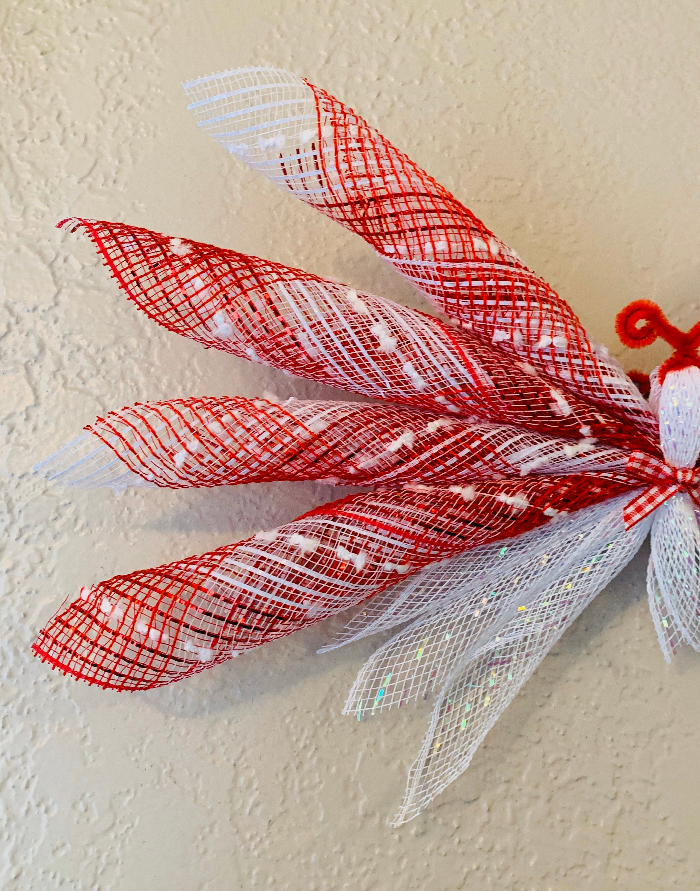 Deco Mesh Butterfly Red and White Butterfly Plaid Butterfly - Etsy