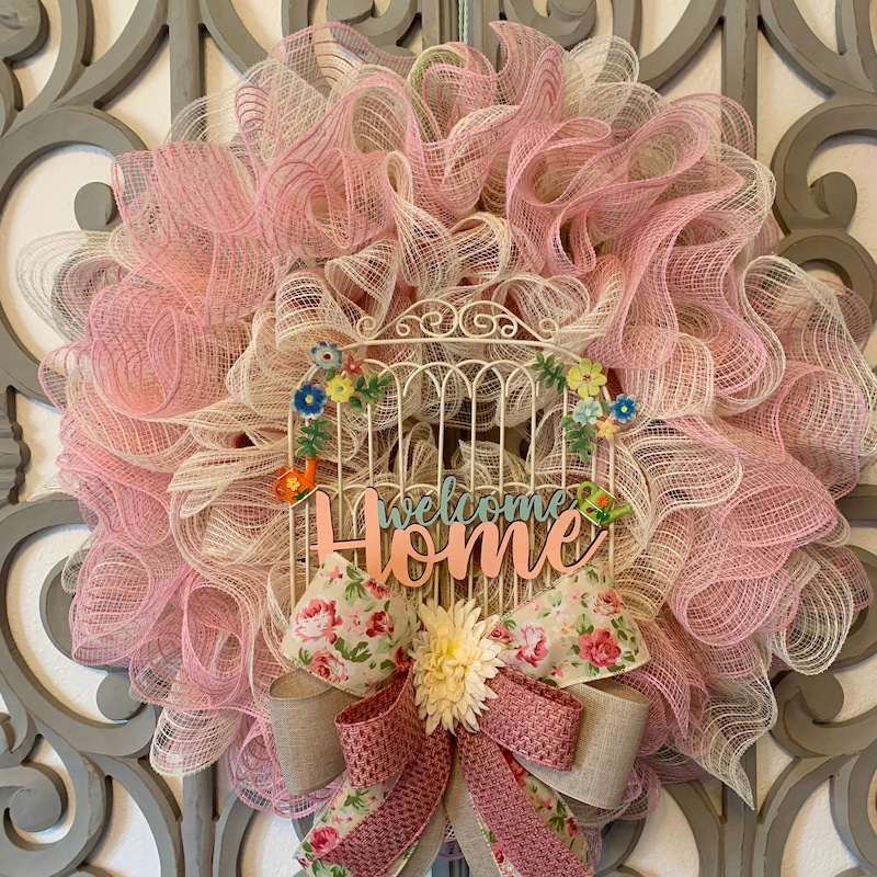 Spring Deco Mesh Wreath - Etsy
