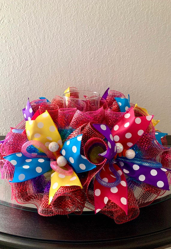 Deco Mesh Spring Centerpiece Whimsical Decor Bright Colors | Etsy