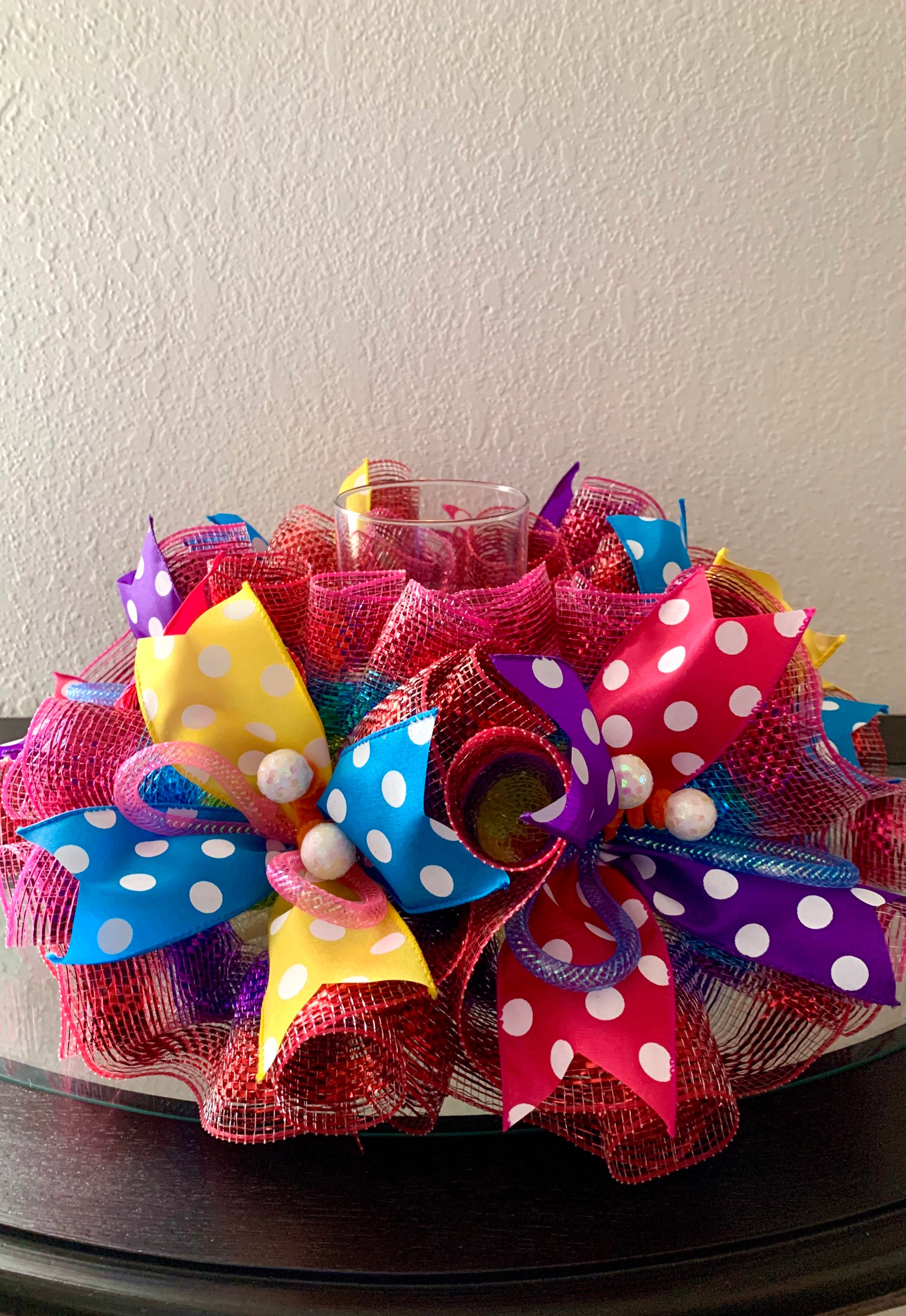 Deco mesh Spring centerpiece whimsical decor bright colors | Etsy