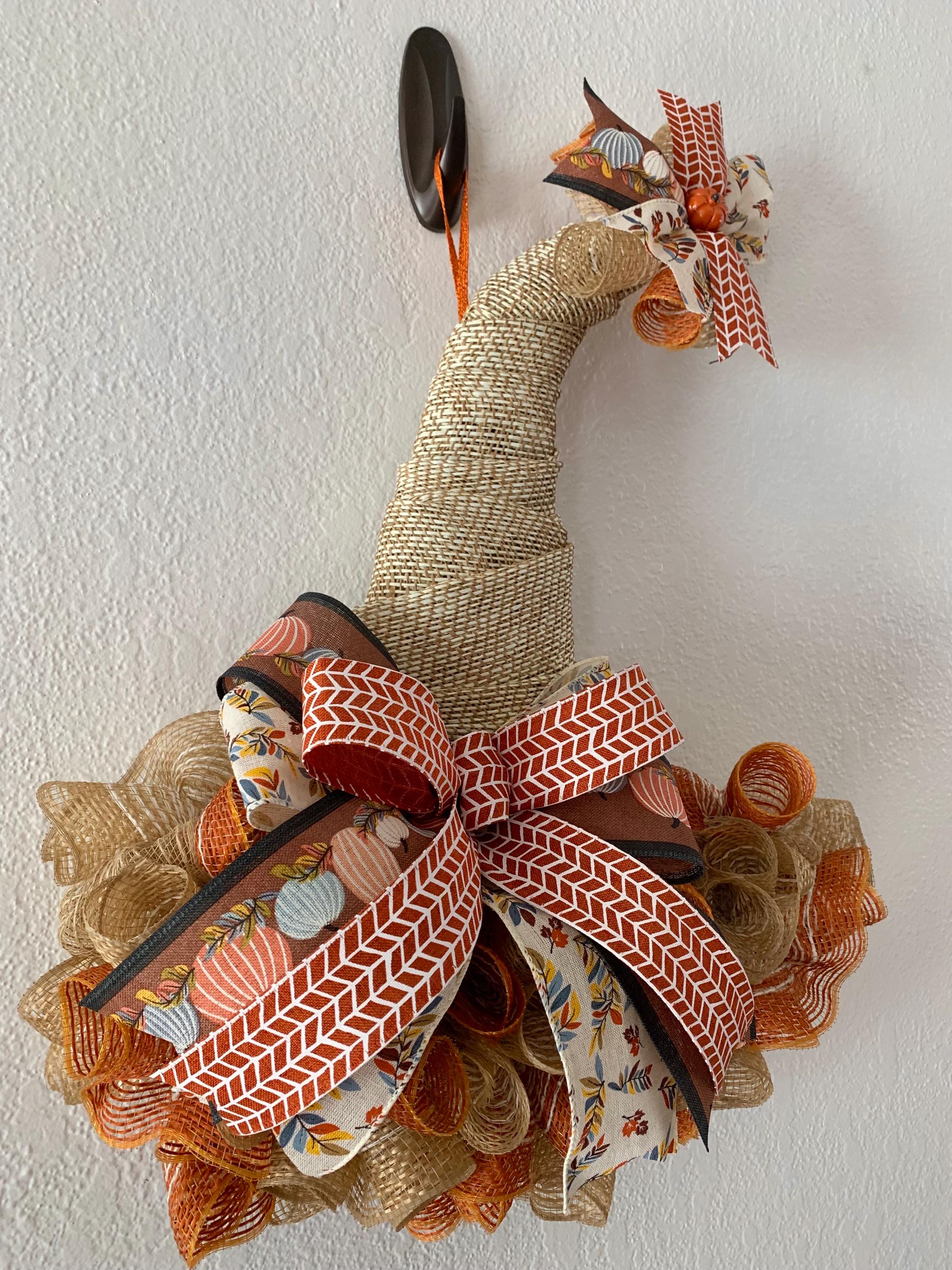 Deco Mesh Fall Scarecrow Hat Wreath, Pumpkin and Leaves Wreath ...