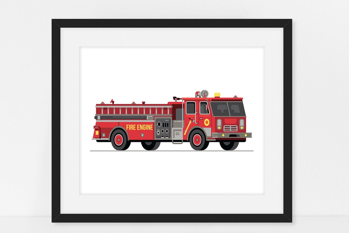 Firetruck Print Fire Truck Printable Fire Engine Print | Etsy