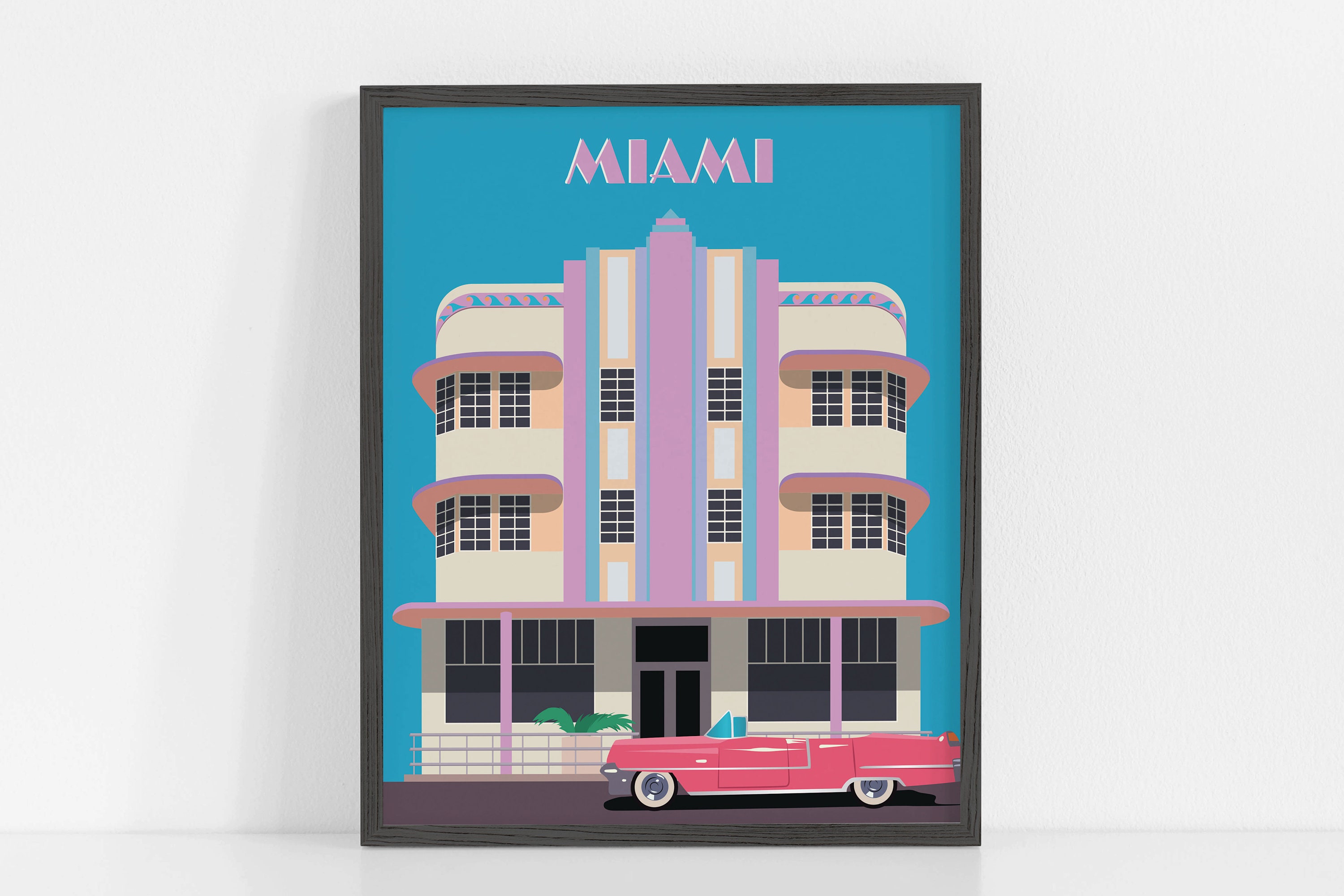 Retro Miami Poster Miami Beach Art Deco Print Miami Beach | Etsy
