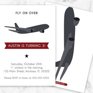 Printed Airplane Birthday Invitation Airplane Invitation Aviation ...