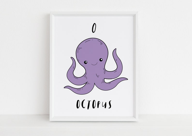 Octopus Nursery Art O is for Octopus Kids ABC Art Nursery | Etsy