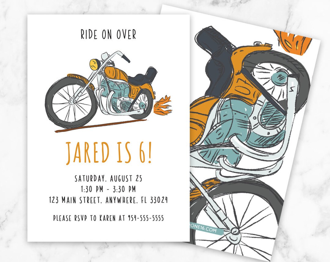Motorcycle Birthday Invitation, Motorcycle Invite, Motorcycle Party ...