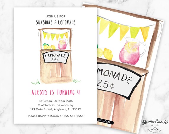 Lemonade Stand Invitation Lemonade Invitation Lemonade Party | Etsy